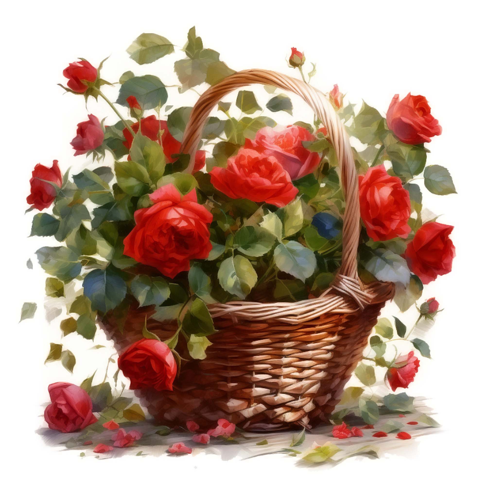 15 Red Roses Bundle Jpgs, Watercolor Clipart, White Background, Free ...