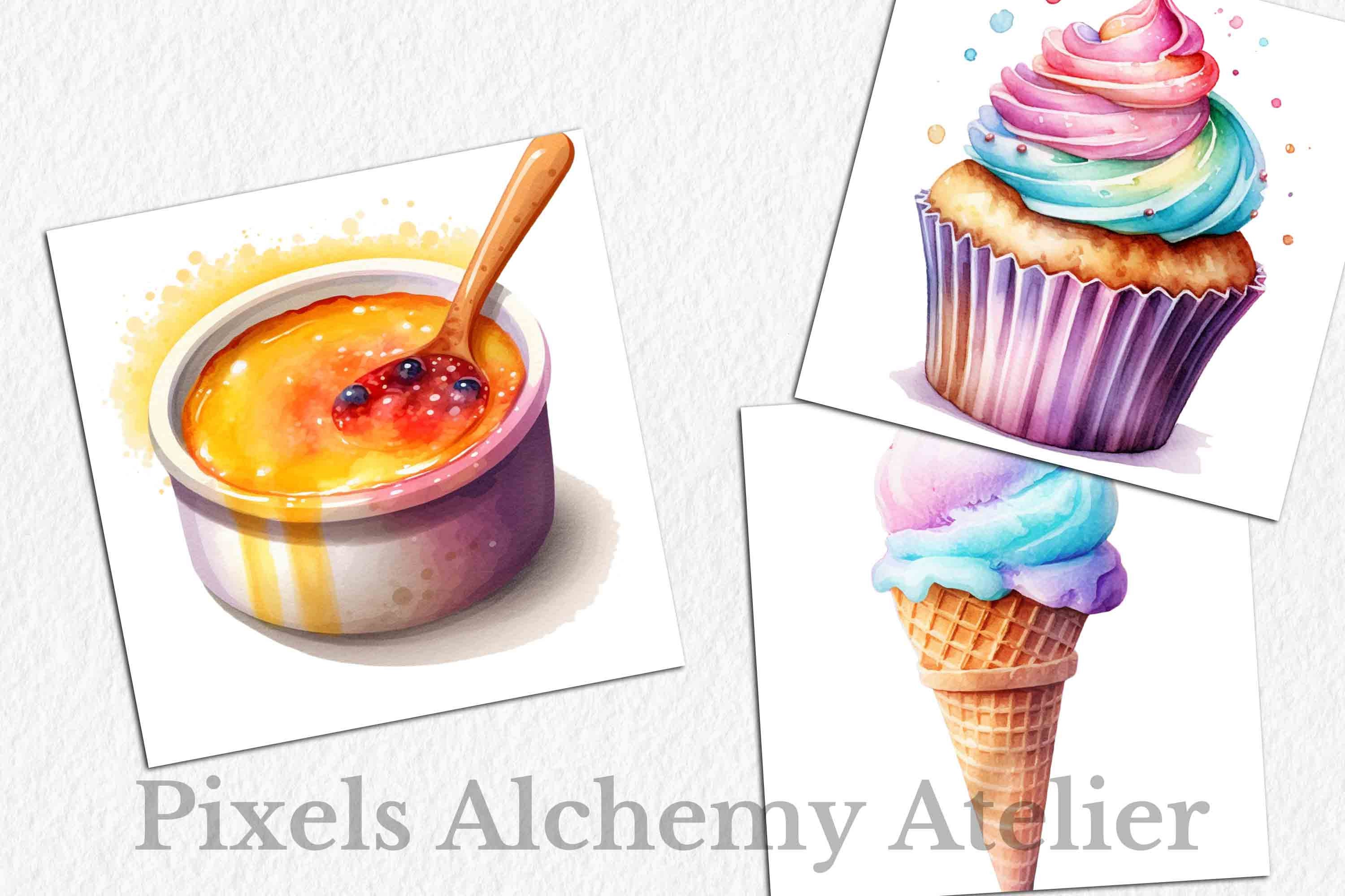 30 Rainbow Desserts Watercolor Clipart, Transparent PNG, FREE ...