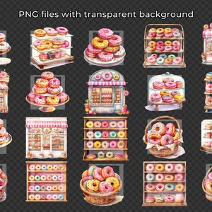 20 Cheerful Donut Delight Shop Watercolor Clipart, Pngs, Cute Donut ...
