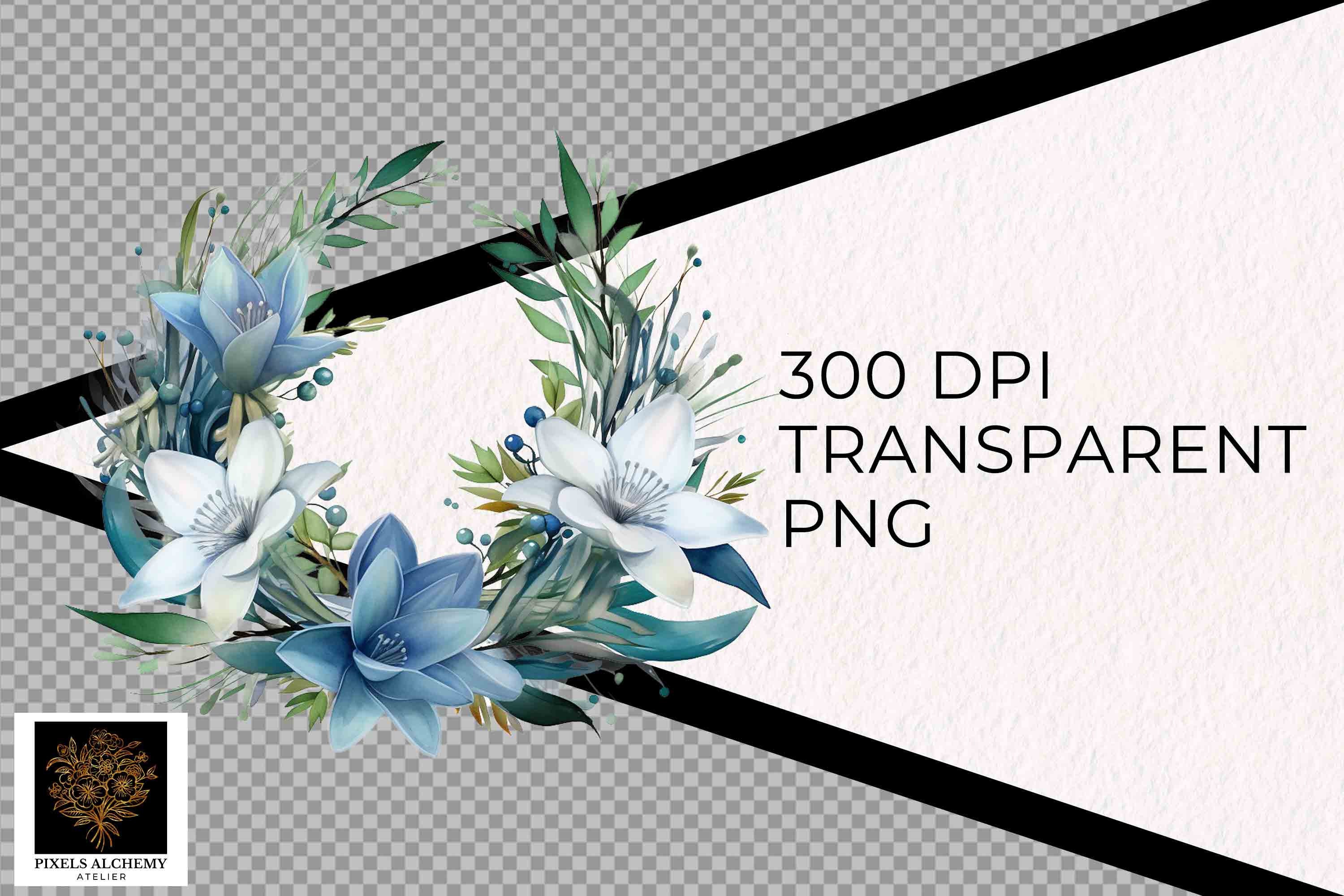 25 Icy Blue Flower Bouquet Watercolor Clipart, PNG, FREE Commercial Use ...