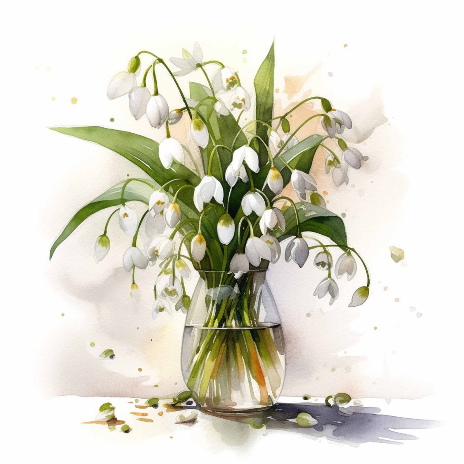 15 January-snowdrop Birth Flower Watercolor Clipart, Jpgs and Bonus ...