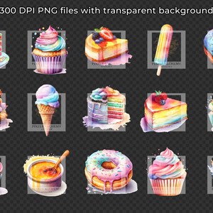 30 Rainbow Desserts Watercolor Clipart, Transparent PNG, FREE ...