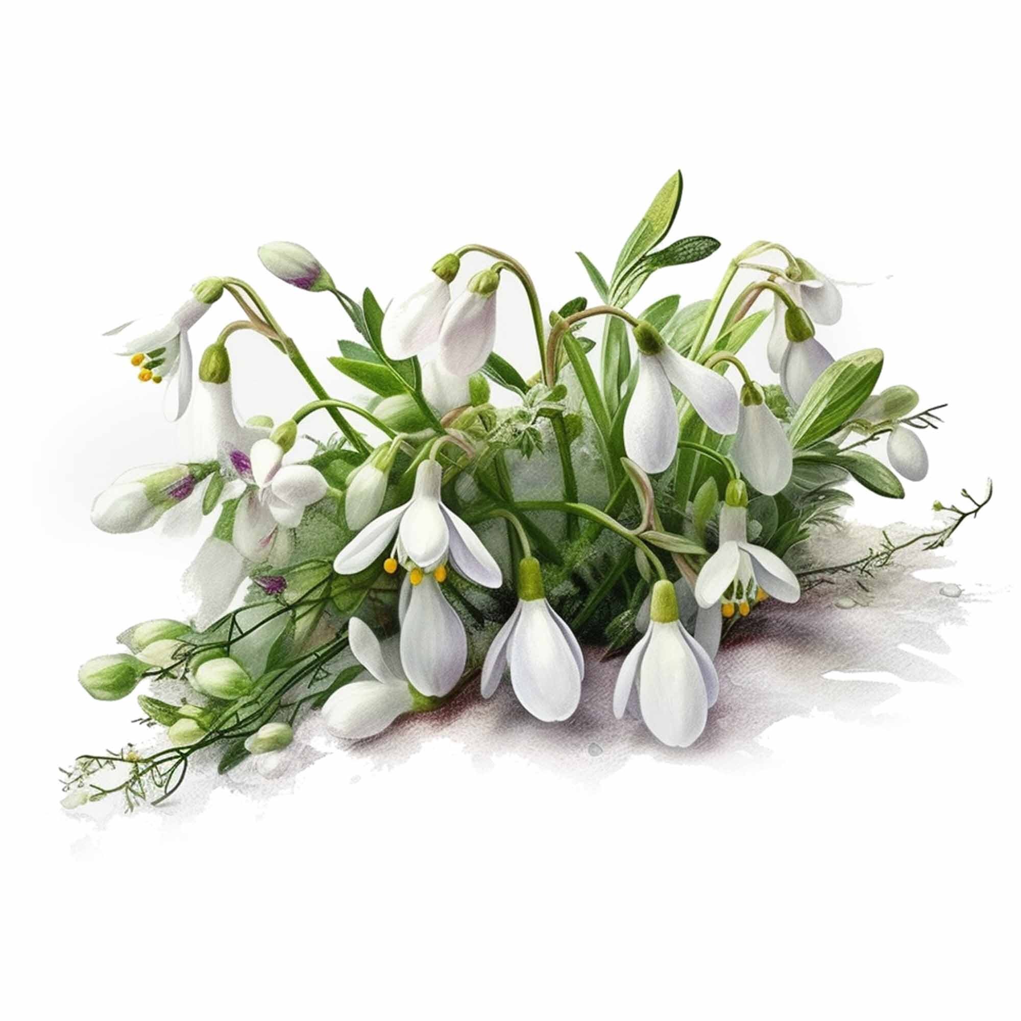 15 January-snowdrop Birth Flower Watercolor Clipart, Jpgs and Bonus ...