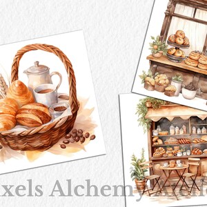 20 Coffee and Pastry Delight Storefront Watercolor Clipart, Pngs ...
