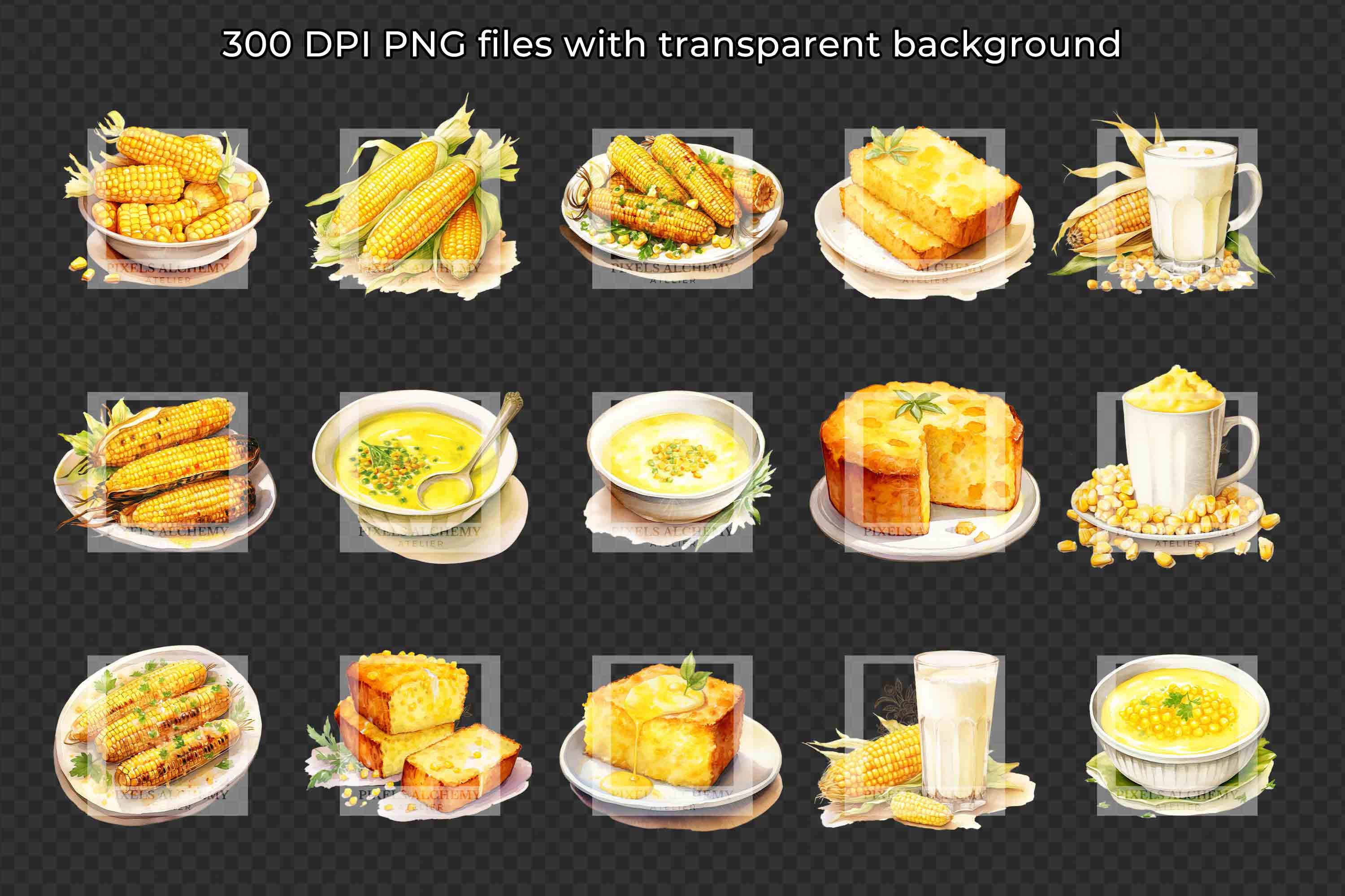 30 Corn Bundle Watercolor Clipart, Transparent PNG, FREE Commercial Use ...