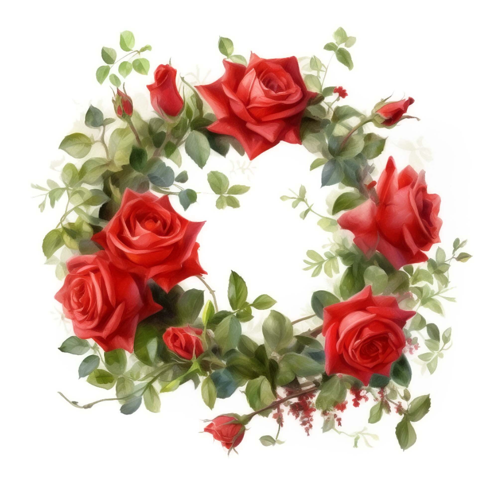 15 Red Roses Bundle Jpgs, Watercolor Clipart, White Background, Free ...