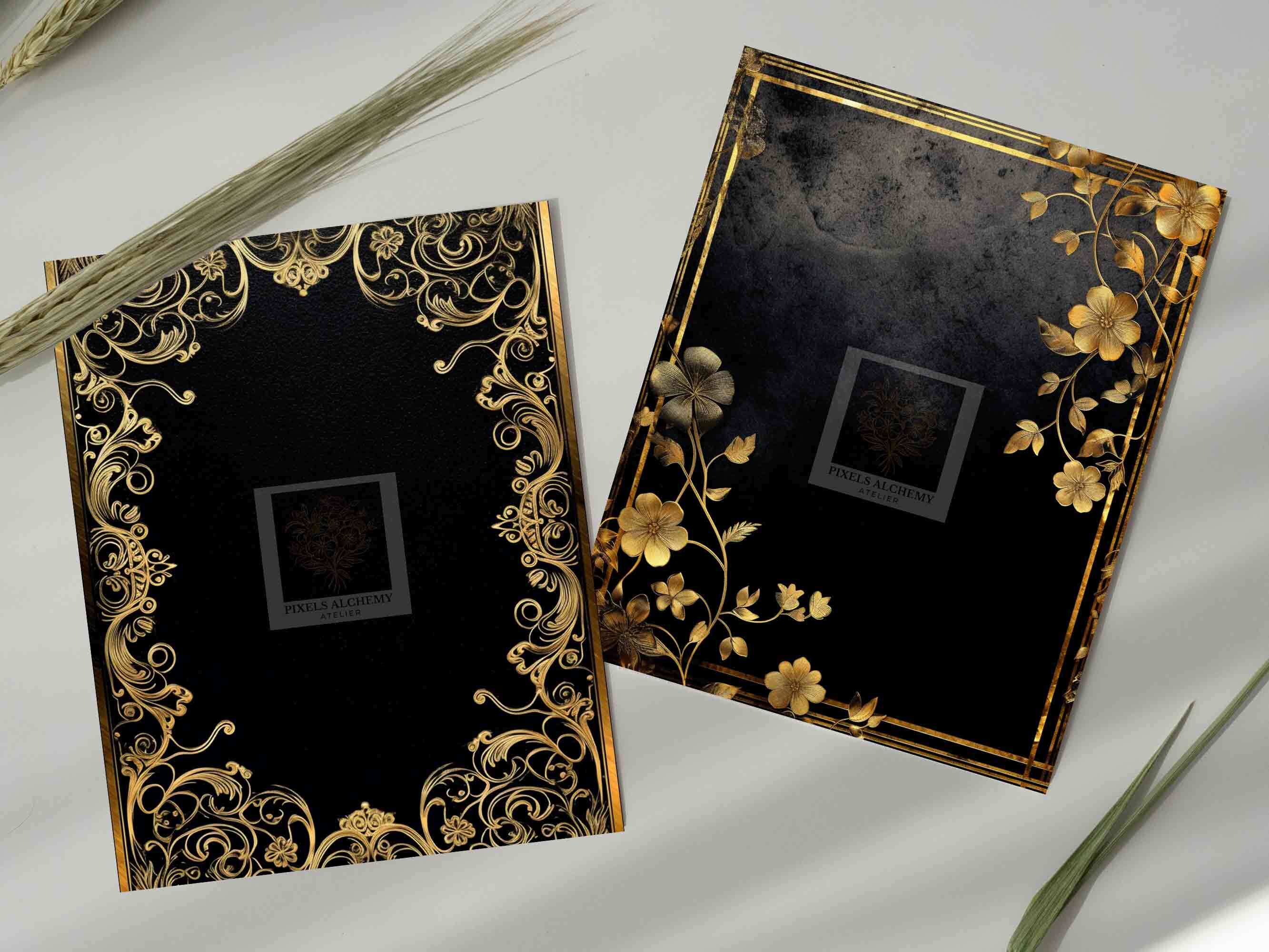 20 Golden Noir Border Frame Digital Papers, Printable Paper Jpgs, FREE ...