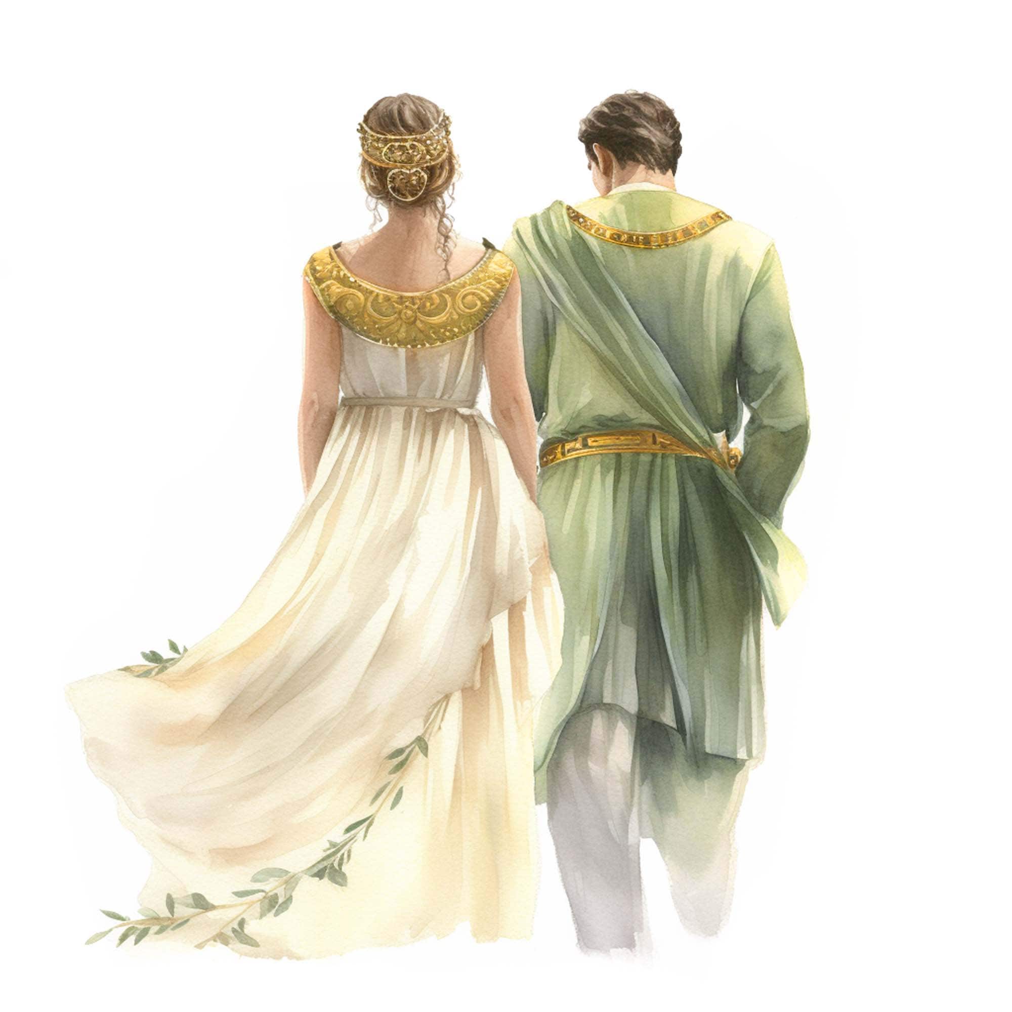 25 Ancient Greece Wedding Style Jpgs, Watercolor Clipart, White ...