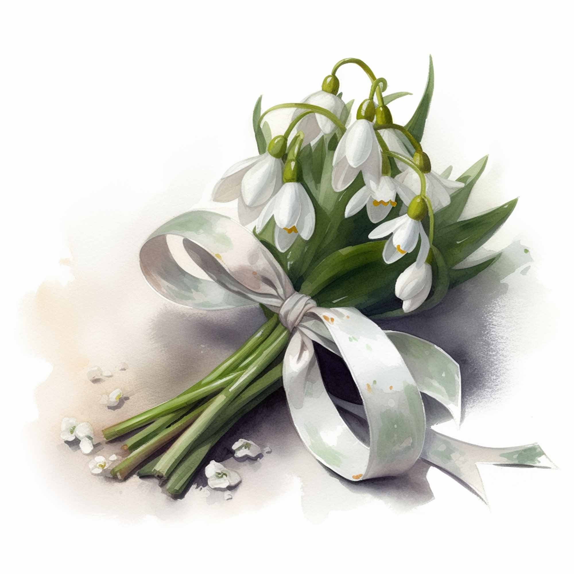 15 January-snowdrop Birth Flower Watercolor Clipart, Jpgs and Bonus ...