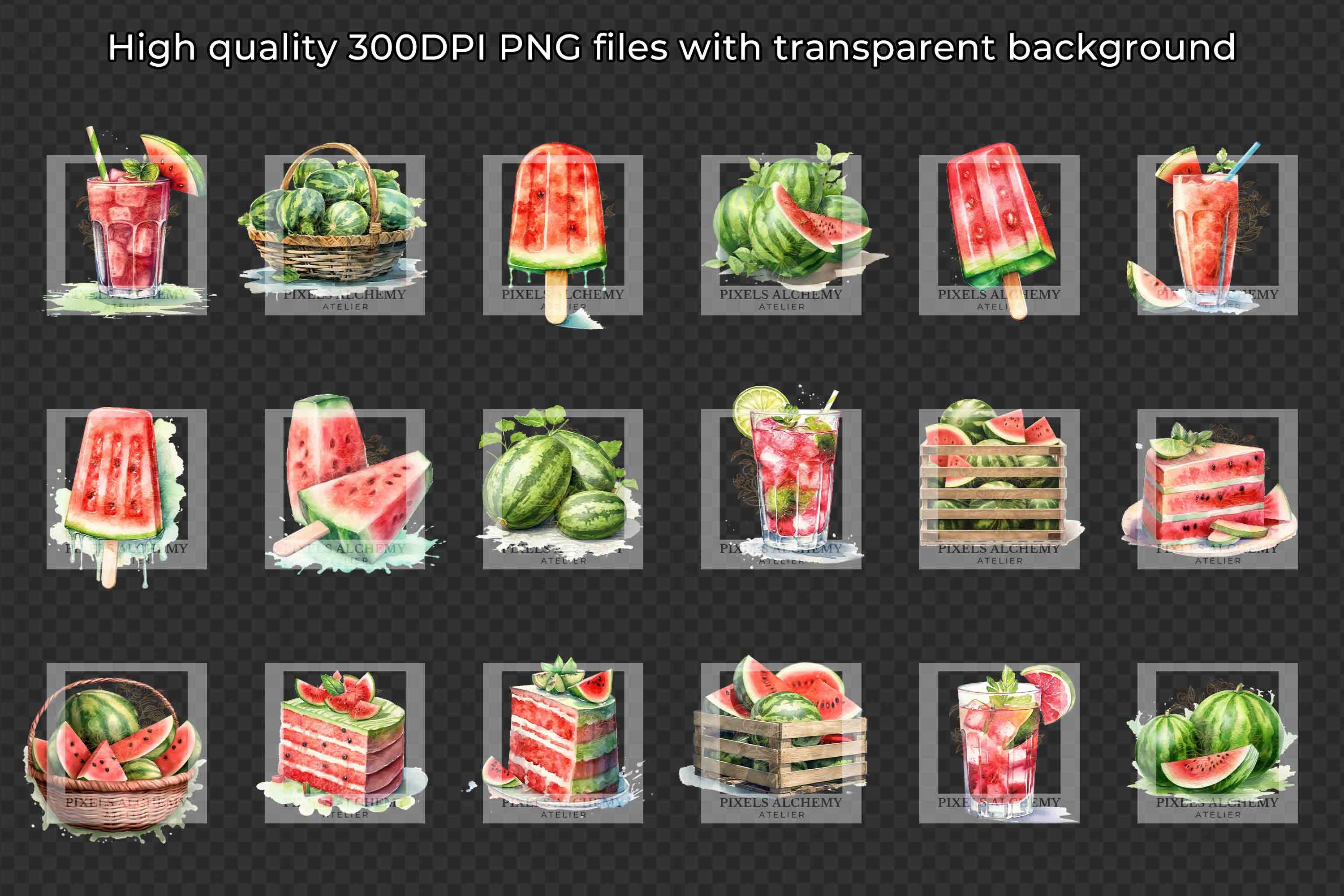33 Watermelon Bundle Watercolor Clipart, Transparent PNG, FREE ...