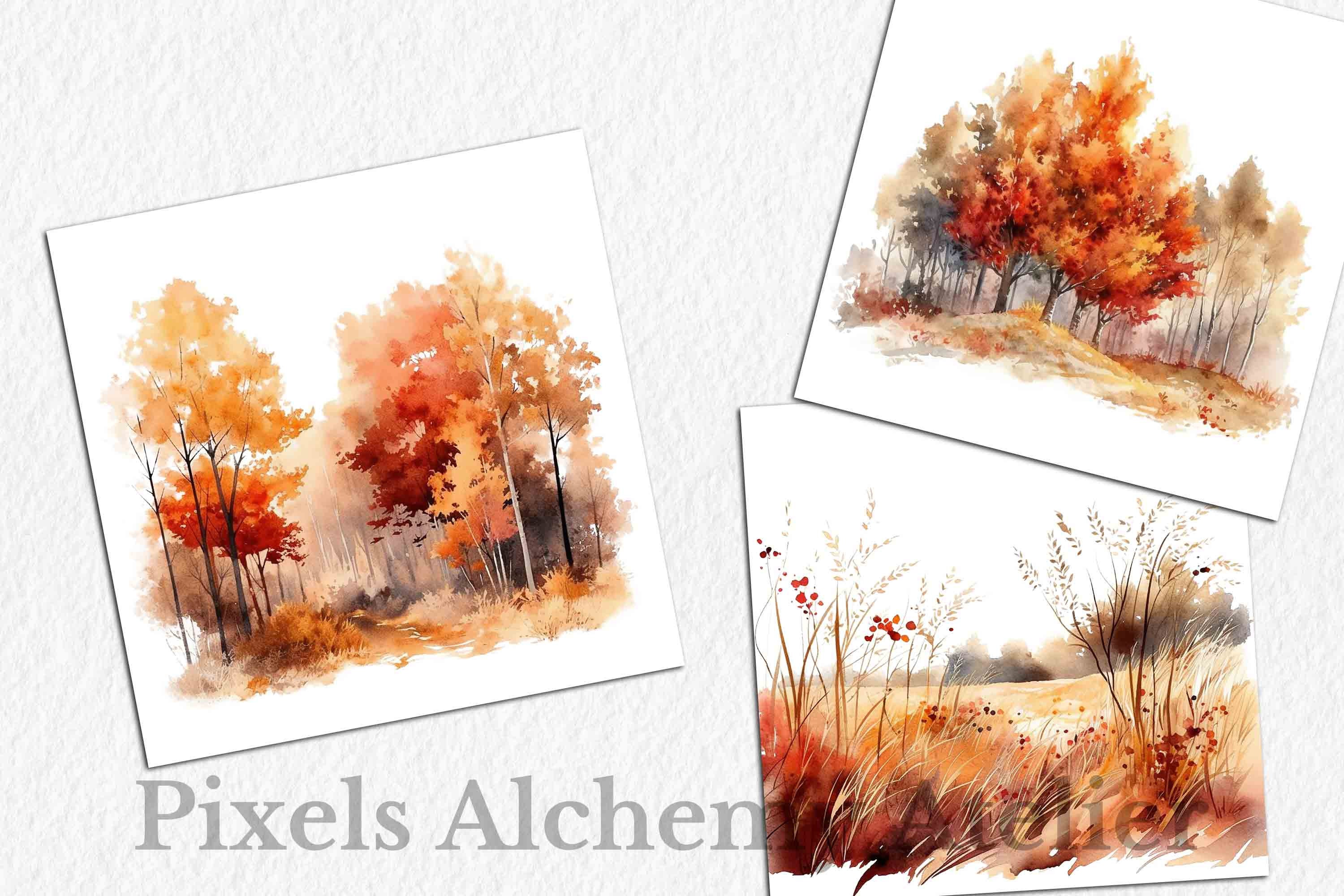 20 Autumn Dreamscape Watercolor Clipart, Transparent PNG, FREE ...