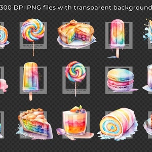 30 Rainbow Desserts Watercolor Clipart, Transparent PNG, FREE ...