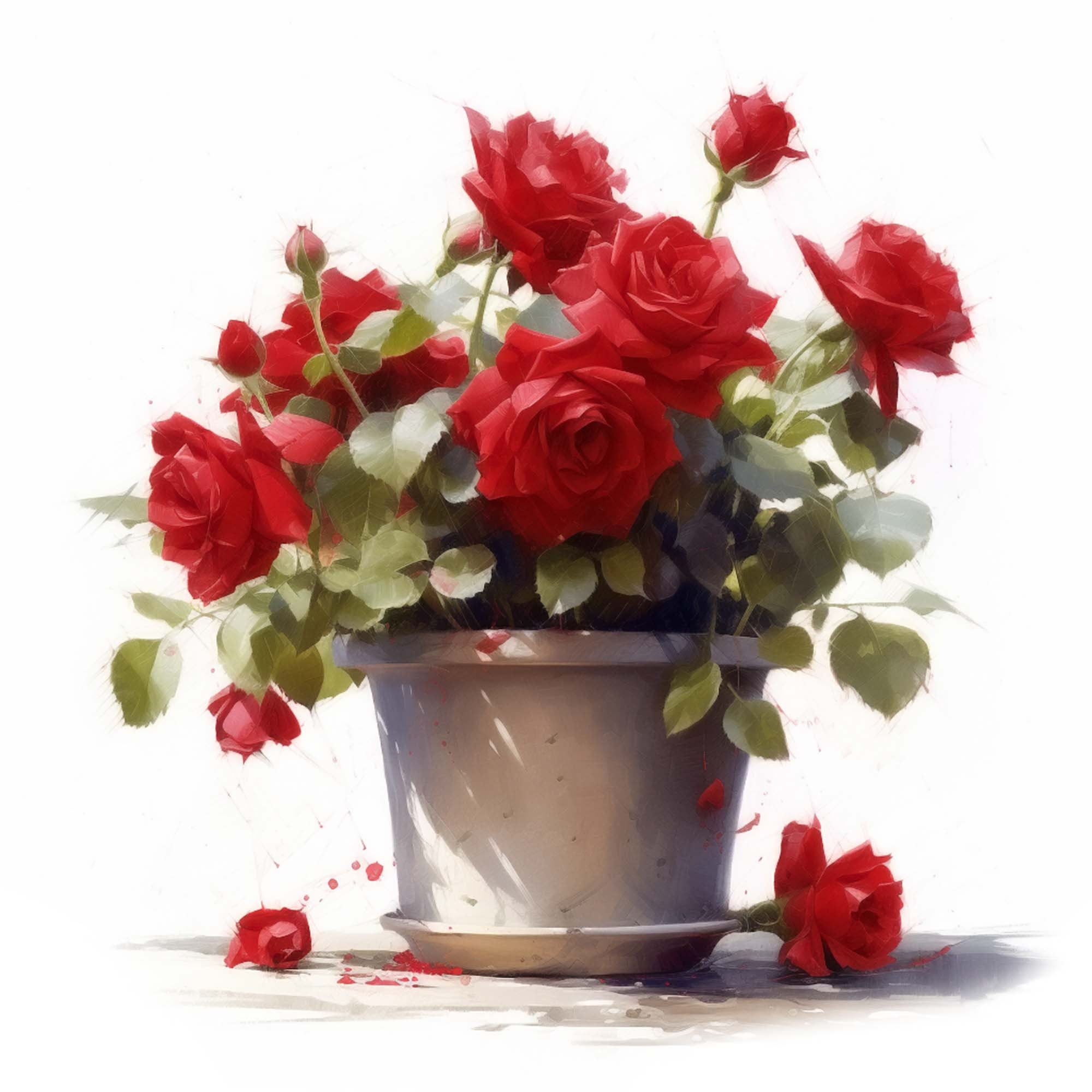 15 Red Roses Bundle Jpgs, Watercolor Clipart, White Background, Free ...