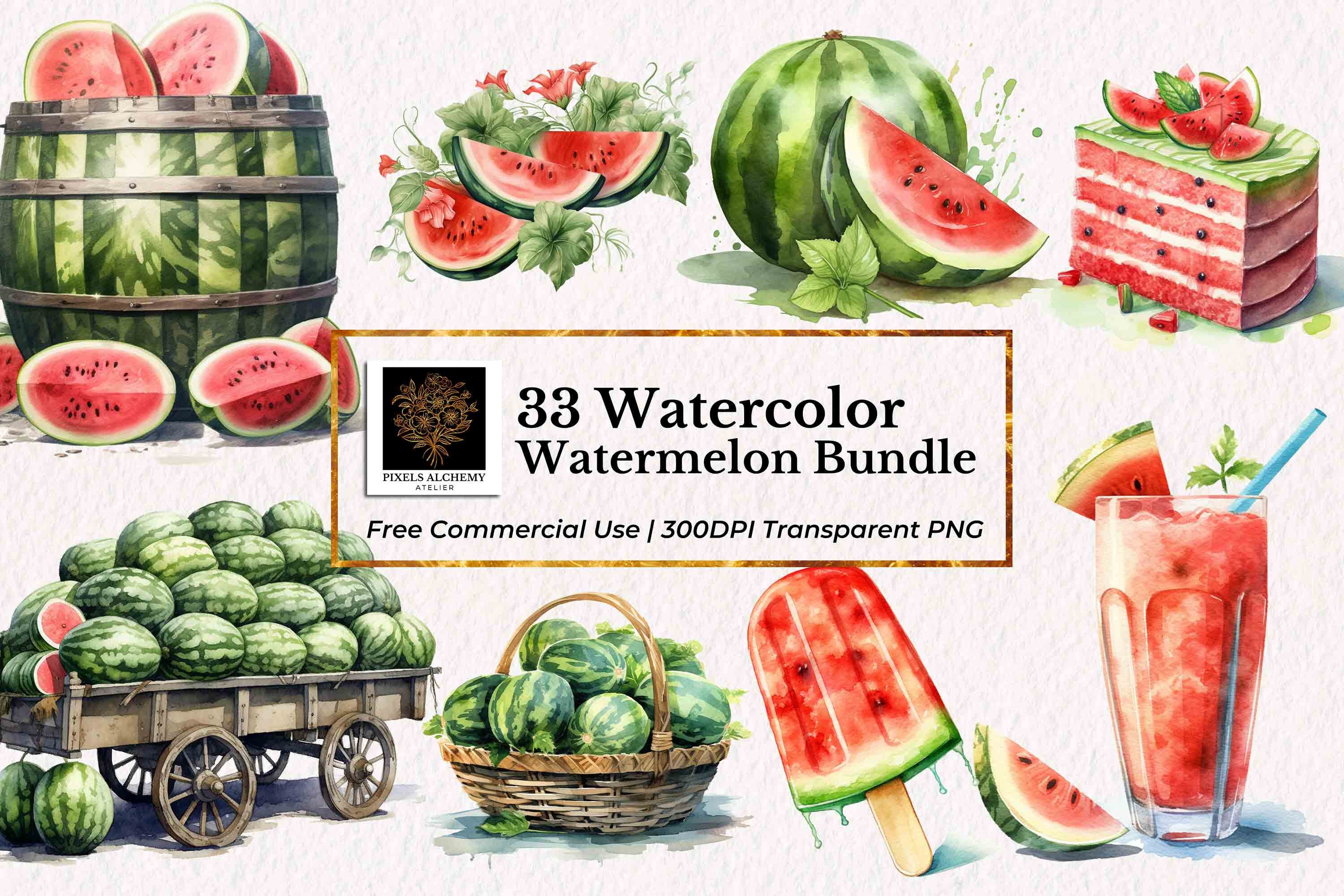 33 Watermelon Bundle Watercolor Clipart, Transparent PNG, FREE ...
