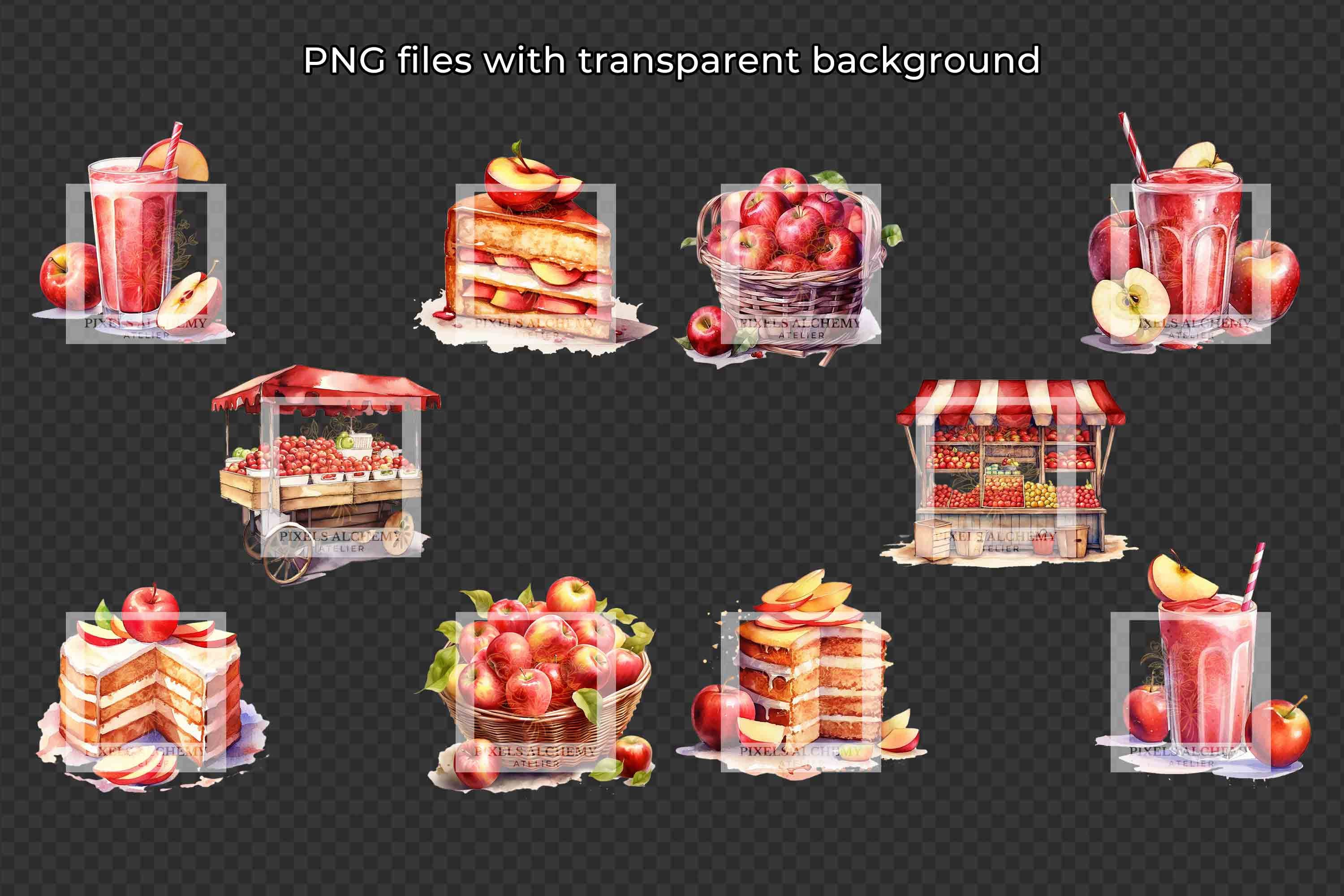 28 Watercolor Apple Bundles Clipart, Transparent PNG, FREE Commercial ...