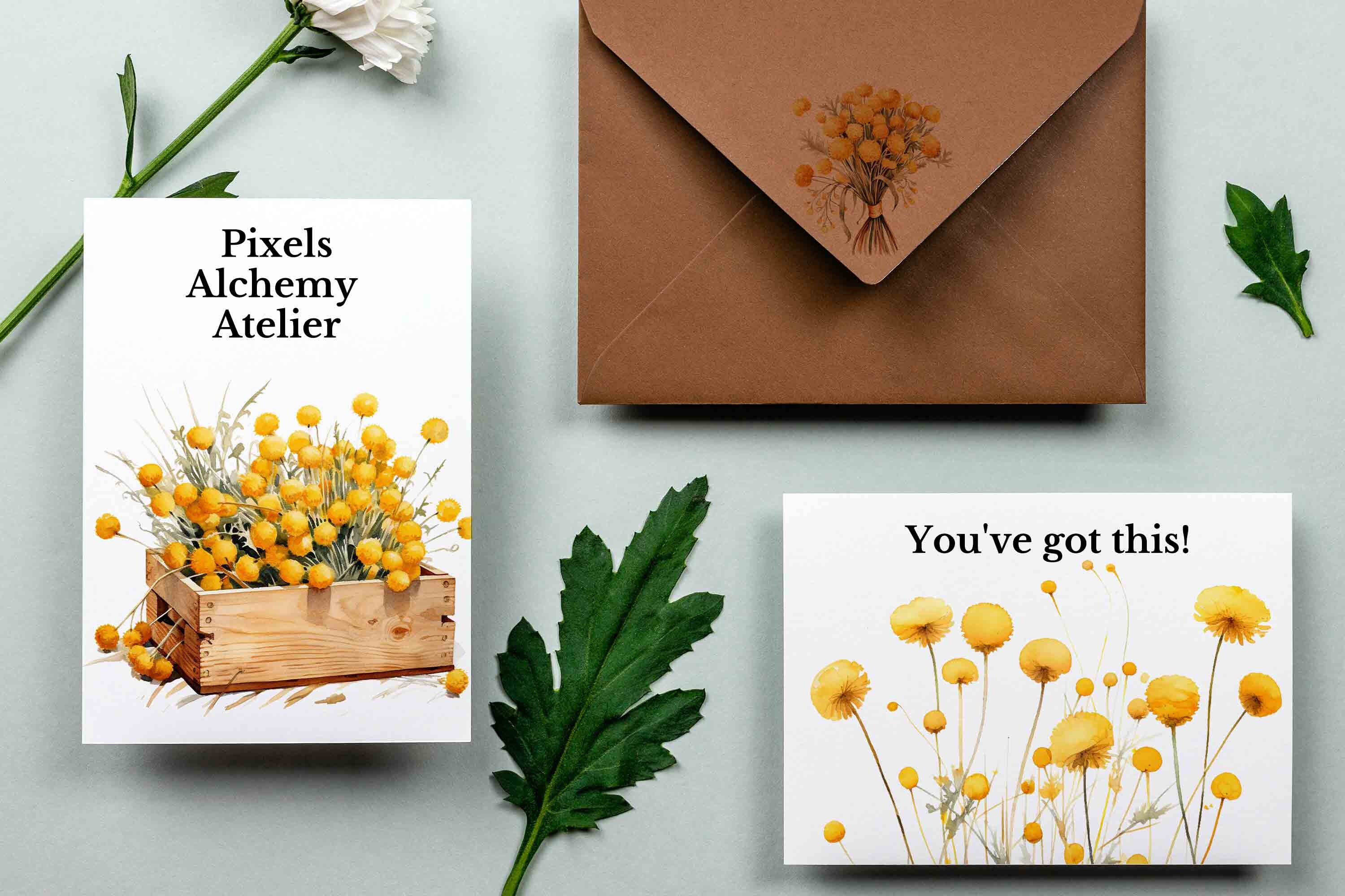 21 Billy Buttons Craspedia Watercolor Clipart, PNG, FREE Commercial Use ...