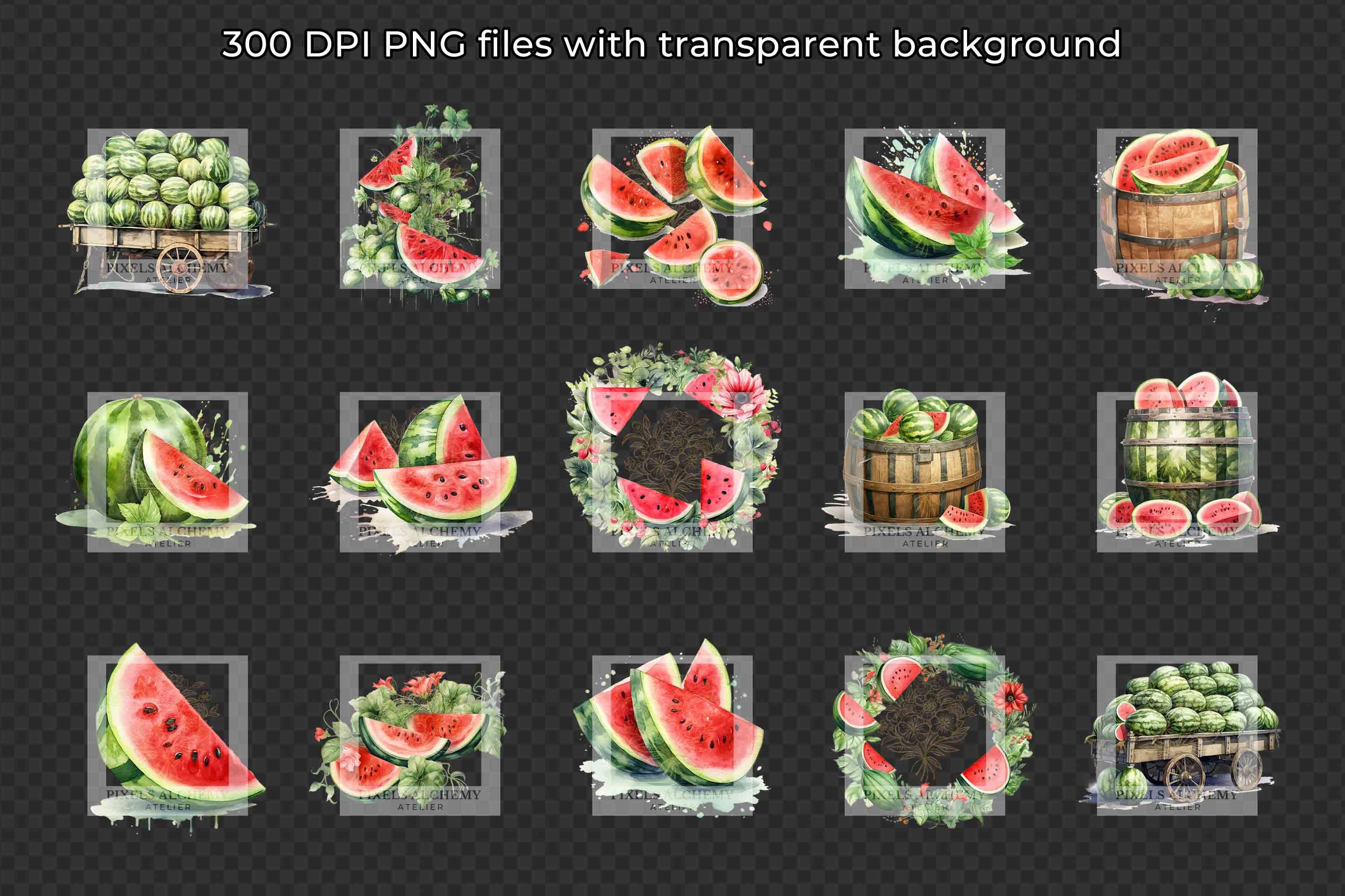 33 Watermelon Bundle Watercolor Clipart, Transparent PNG, FREE ...