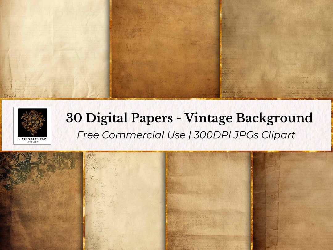 30 Old Vintage Digital Papers Background, Seamless Floral Pattern Jpgs ...