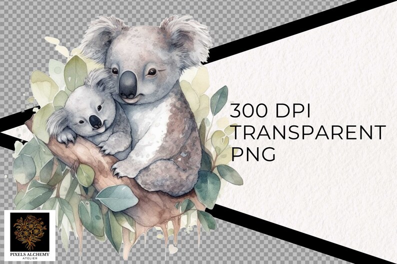 12 Watercolor Mother's Day Mom&baby Koalas Clipart, Transparent PNG for ...