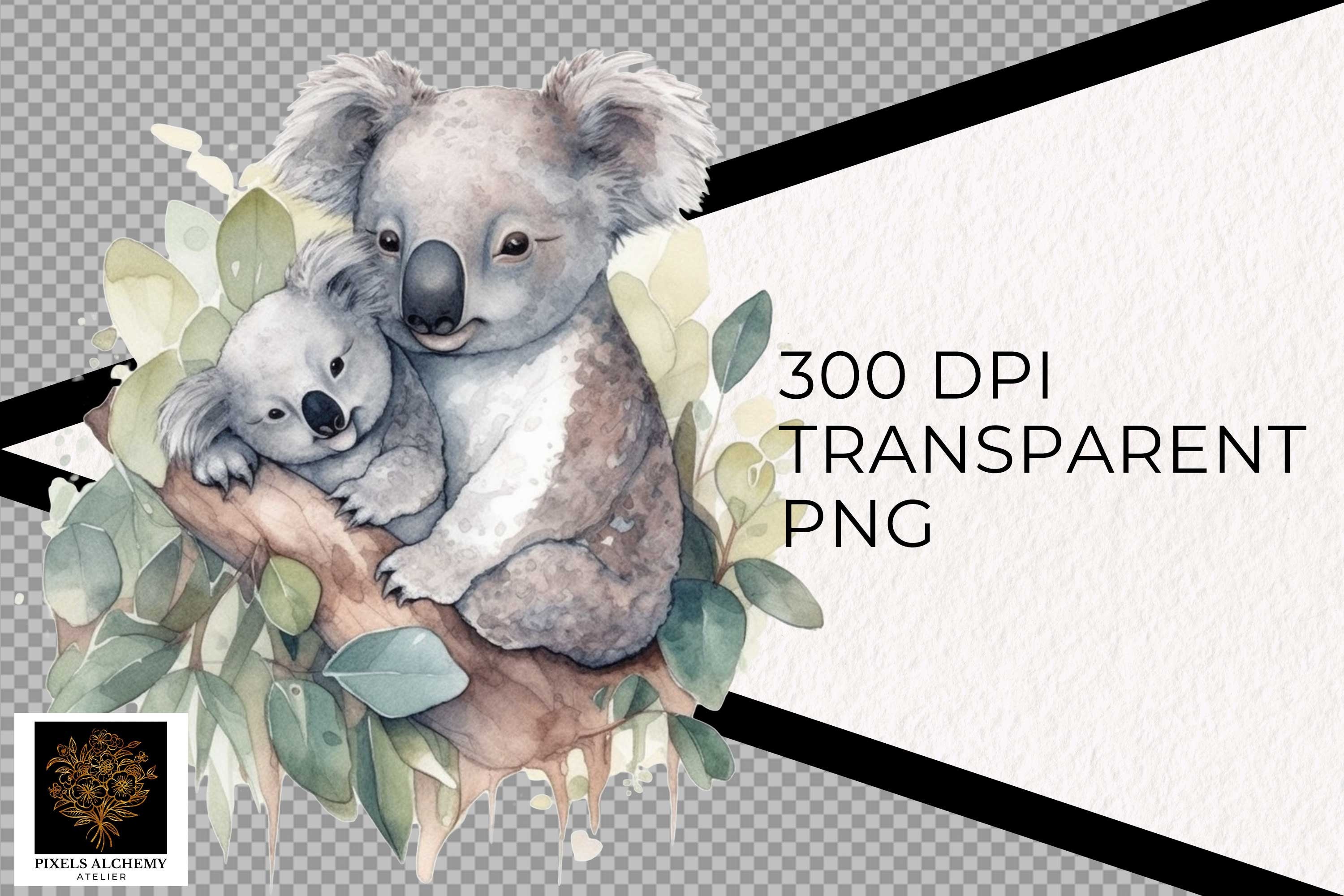 12 Watercolor Mother's Day Mom&baby Koalas Clipart, Transparent PNG for ...