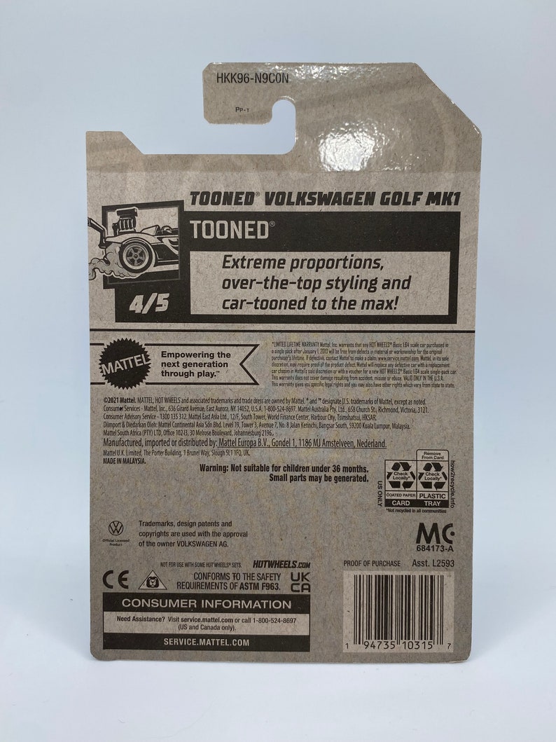 Hot Wheels Tooned Volkswagen Golf MK1 TREASURE HUNT - Etsy