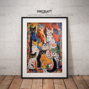 House Cats Painting Cat Art Print Matisse Style Artwork Cat Wall Art ...