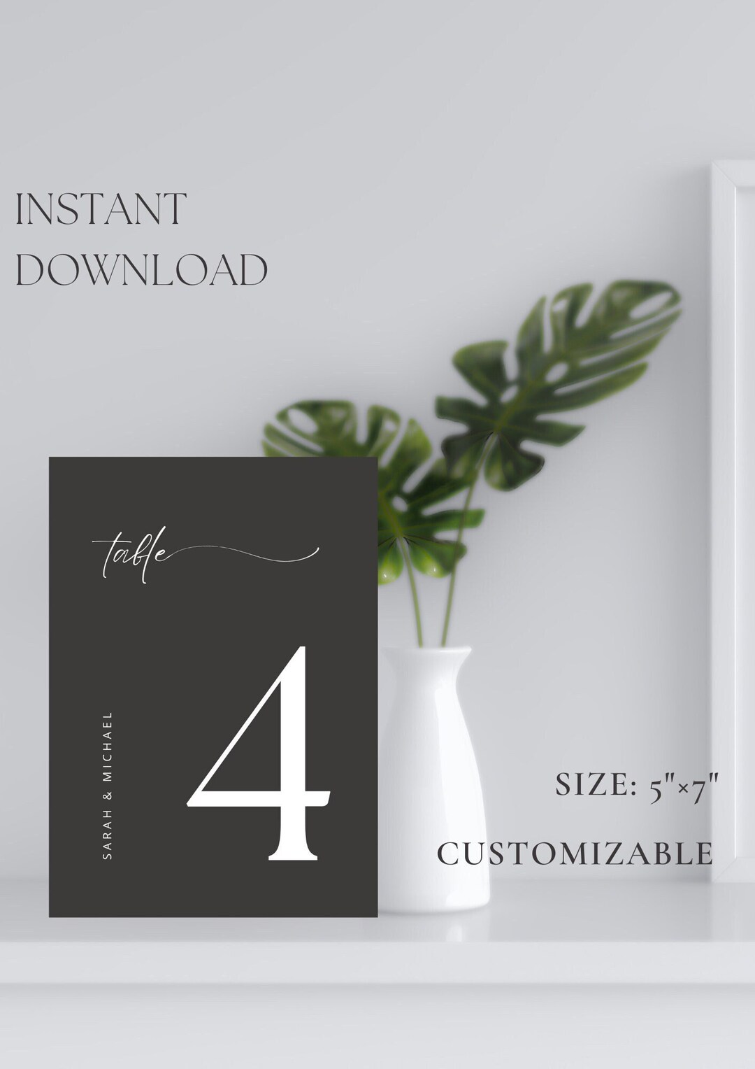 Printable Slate Black Table Numbers. Customisable Wedding & Event Decor ...