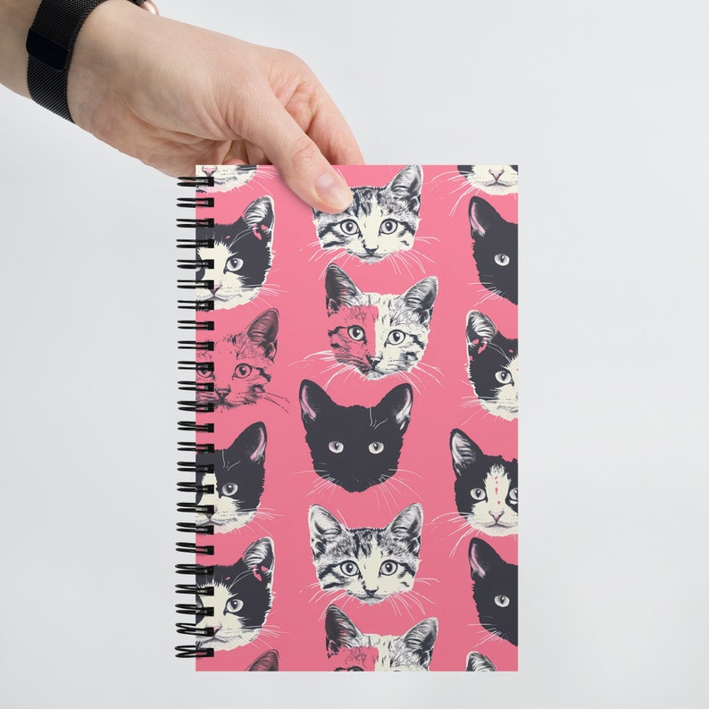 Cat Lover Pink Preppy Spiral Notebook Cute Cats - Etsy