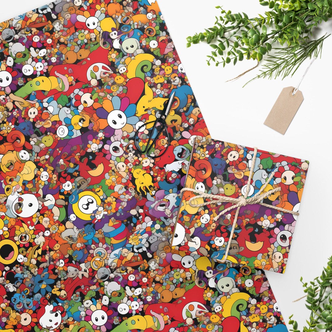 Takashi Murakami Inspired Art Wrapping Paper - A World of Adventure ...