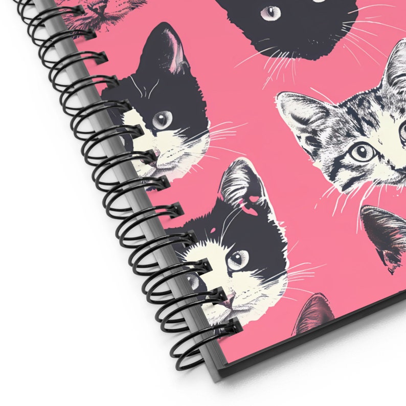 Cat Lover Pink Preppy Spiral Notebook Cute Cats - Etsy