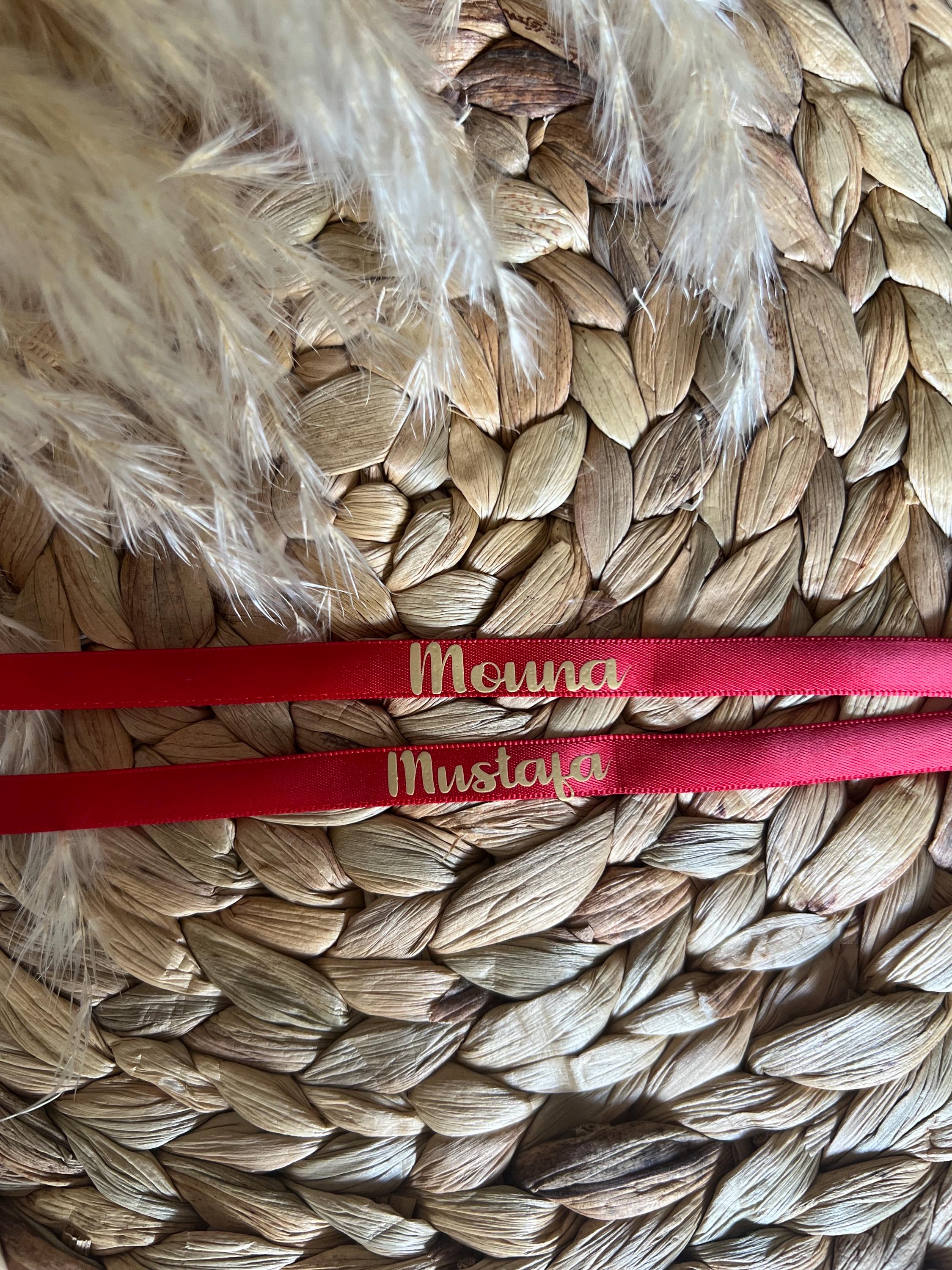 Personalized Red Ringband With Velcro, Custom Ring Ribbon, Personalized ...