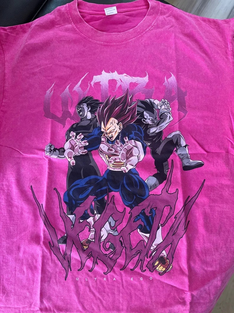 Pink Vintage Dbz Anime Printed Tee Ultra Ego Vegeta Gym Shirt Super ...