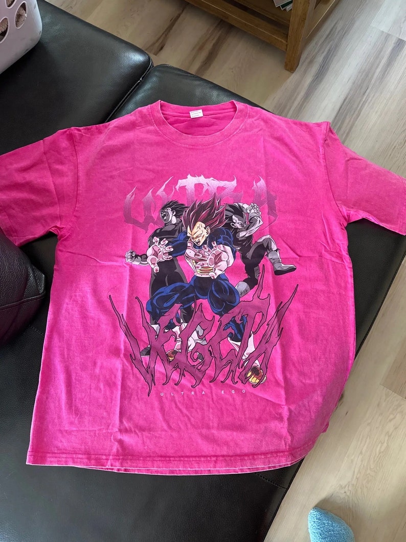 Pink Vintage Dbz Anime Printed Tee Ultra Ego Vegeta Gym Shirt Super ...
