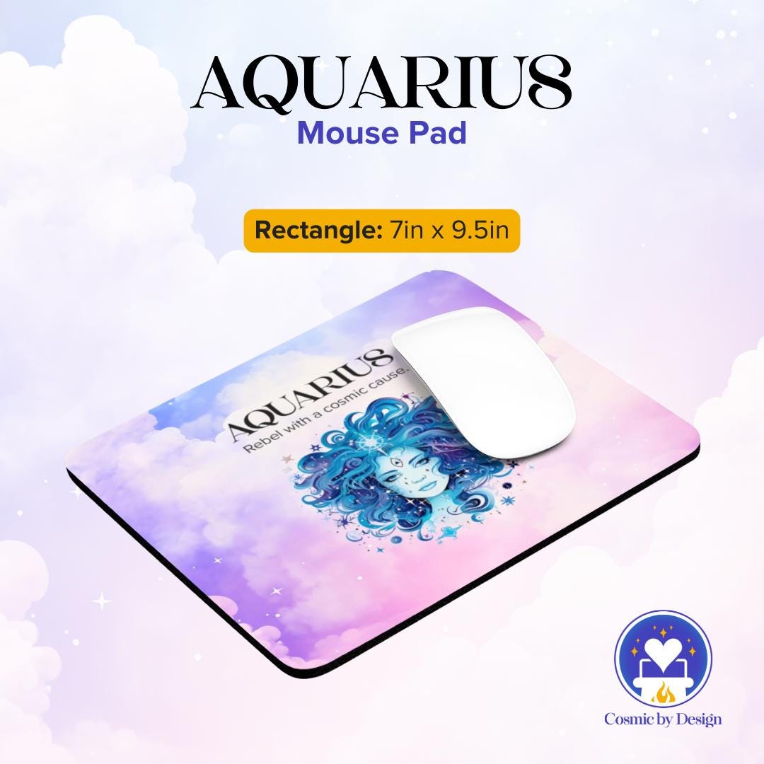 Aquarius Mouse Pad Zodiac Desk Decor, Astrology Mouse Pad, Aquarius ...