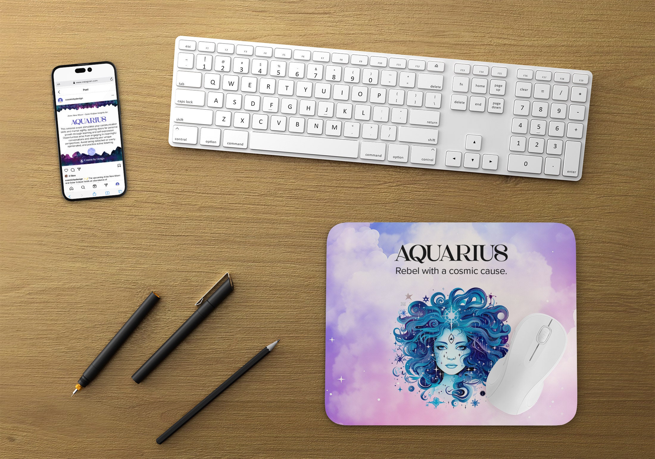 Aquarius Zodiac | Mouse Pad | Cosmic | Office Desk | Office Accessories ...
