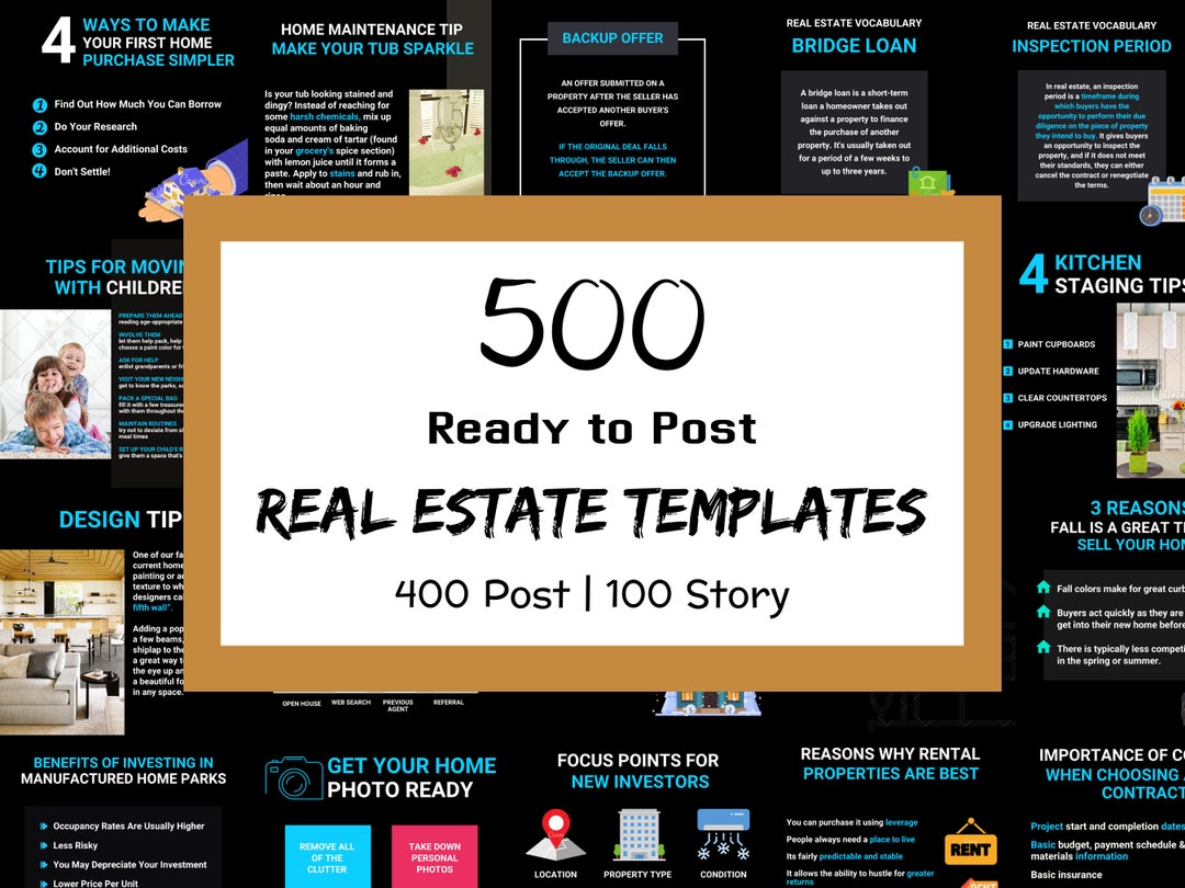 Easy to Post 500 Real Estate Instagram Story Infographic Editable Canva ...