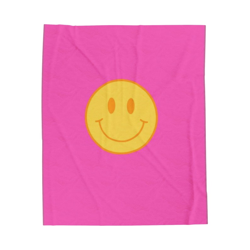 Hot Pink Smiley Face Preppy Velveteen Plush Blanket - Etsy