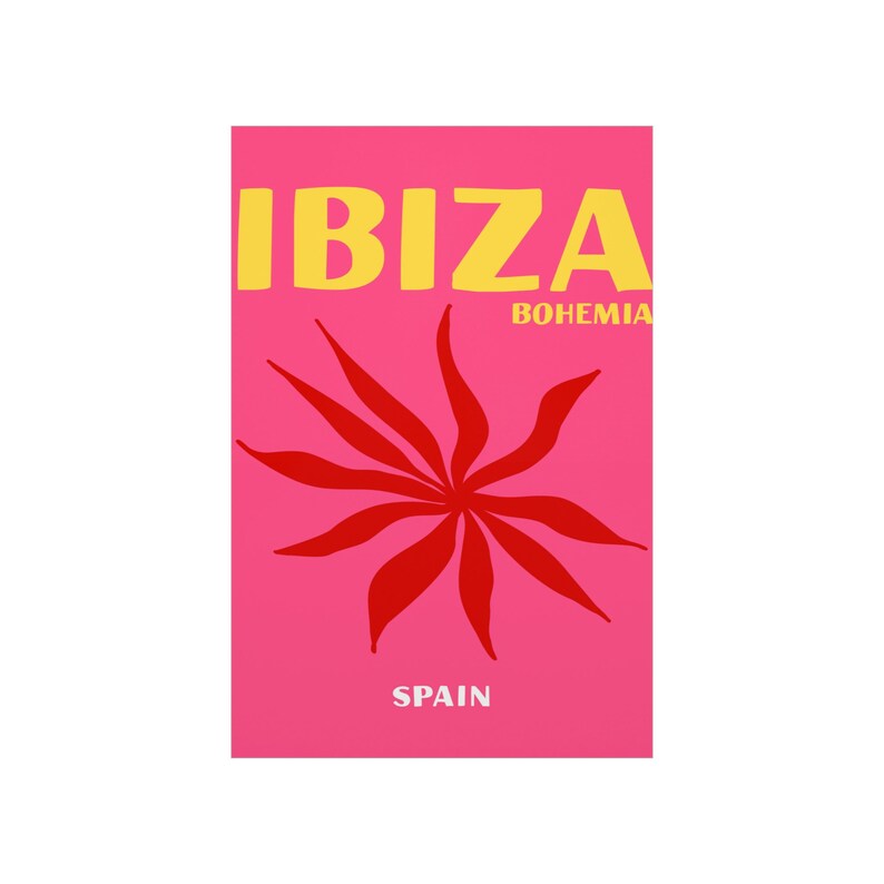 Hot Pink Preppy Aesthetic Location Ibiza Premium Matte Vertical Posters ...