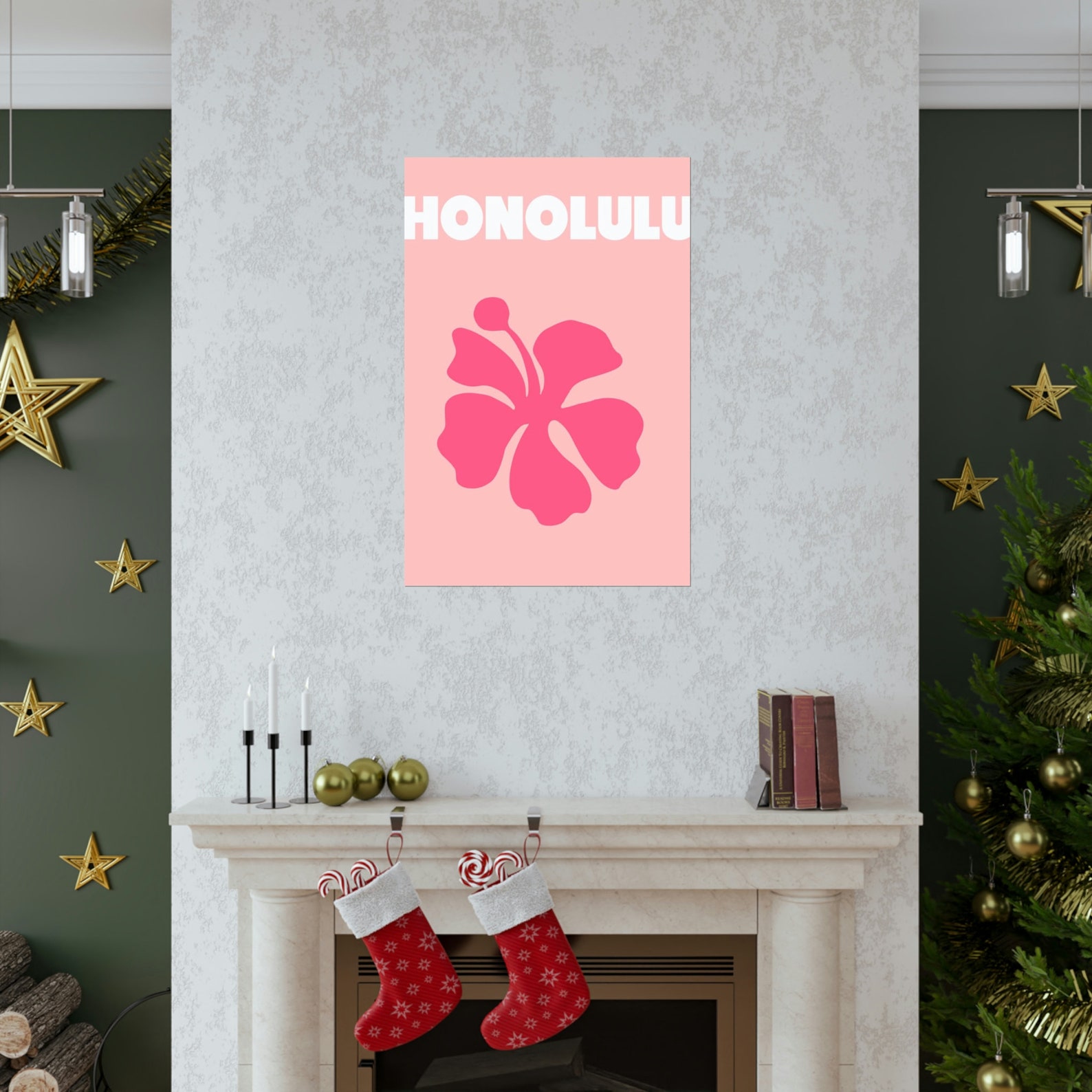 Preppy Pink Aesthetic Location Honolulu Premium Matte Vertical Posters ...