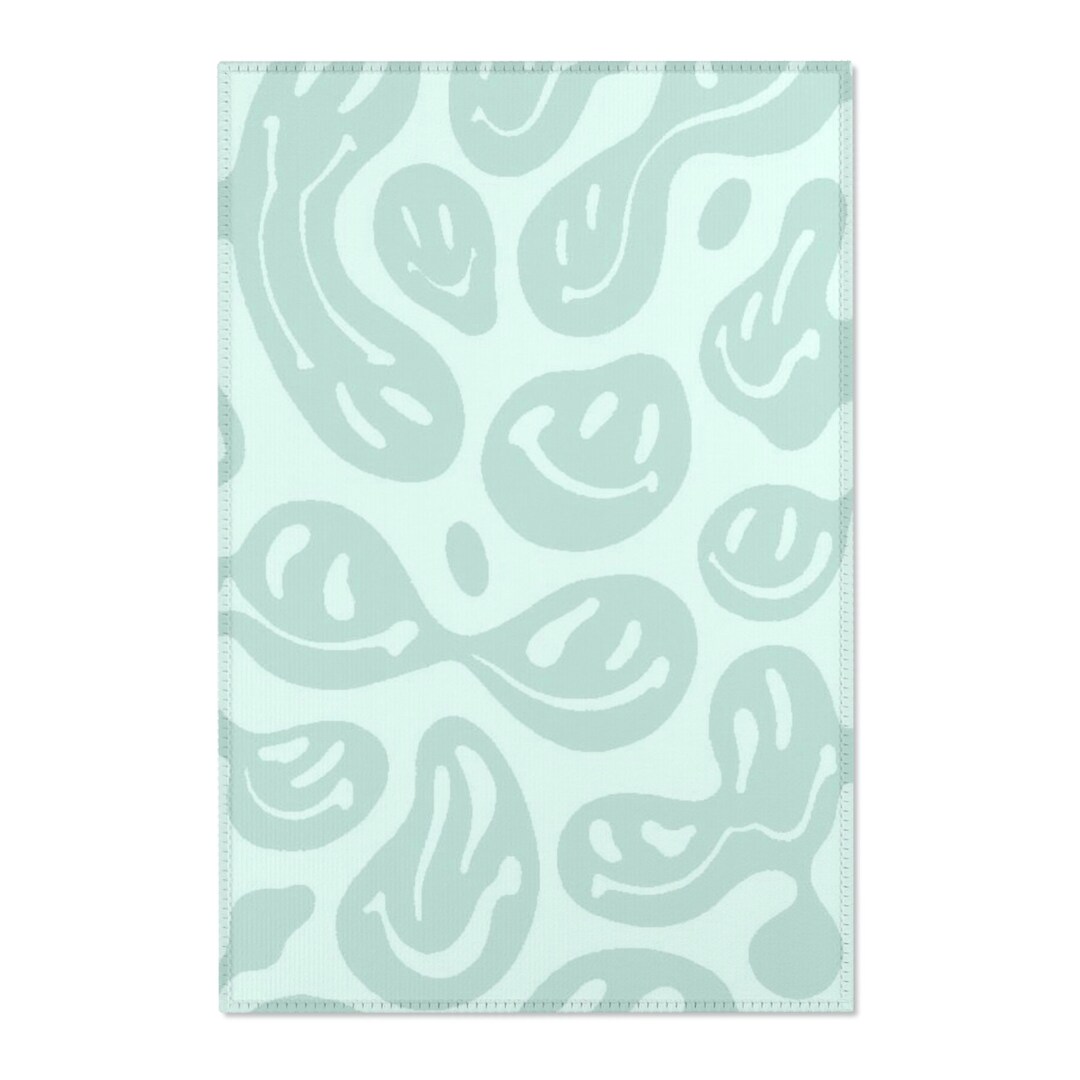 Cute Preppy Aesthetic Blue Smiley Face Area Rugs for a Preppy Aesthetic ...