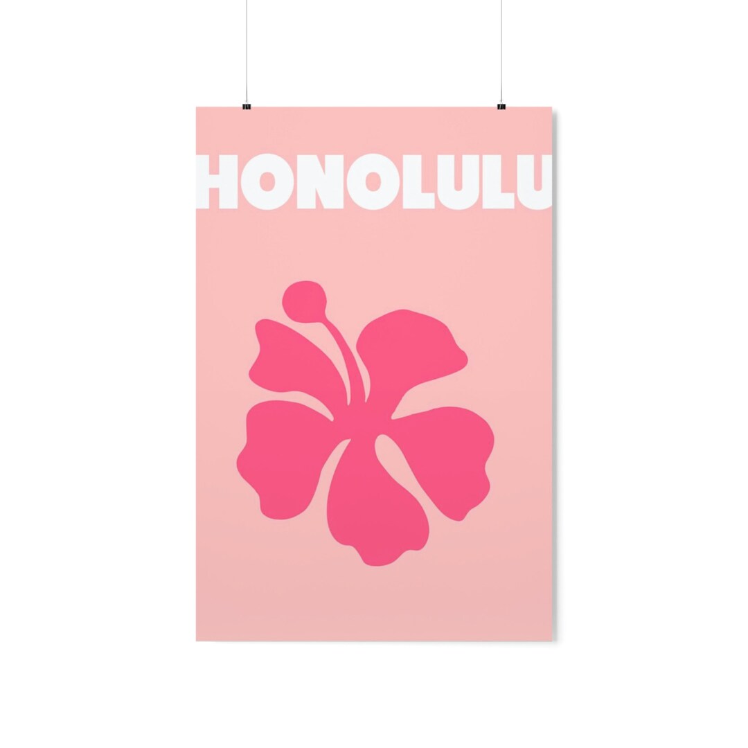 Preppy Pink Aesthetic Location Honolulu Premium Matte Vertical Posters ...