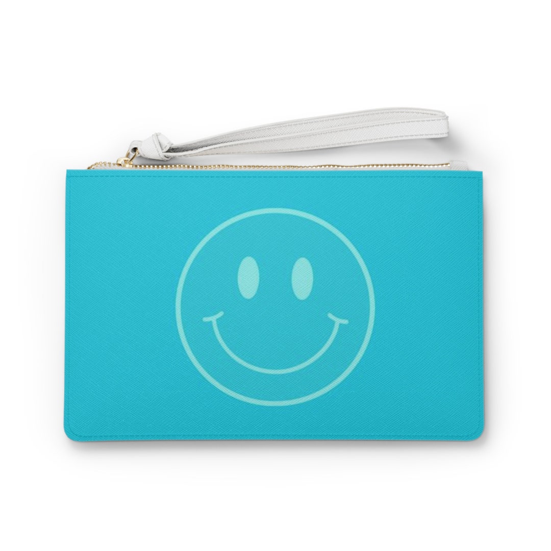 Bright Blue Smiley Face Preppy Clutch Bag - Etsy