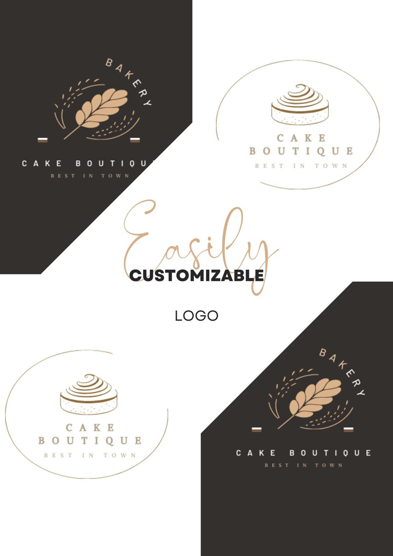 Bakery Logo, Bakery Logo Canva Template, Premade Logo, Editable Logo ...
