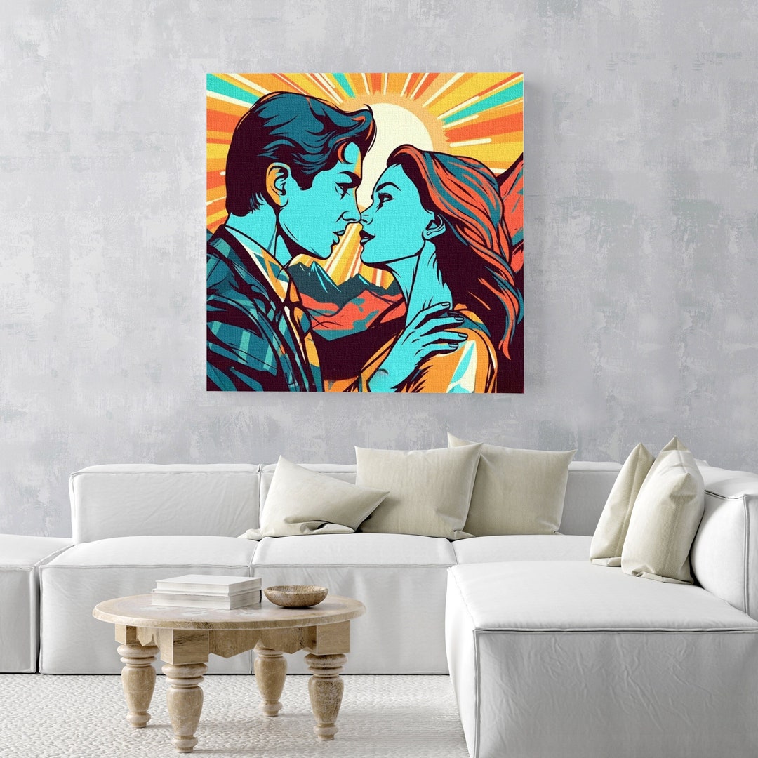 Colourful Pop Art Couple in Love Wall Art Canvas Colourful - Etsy