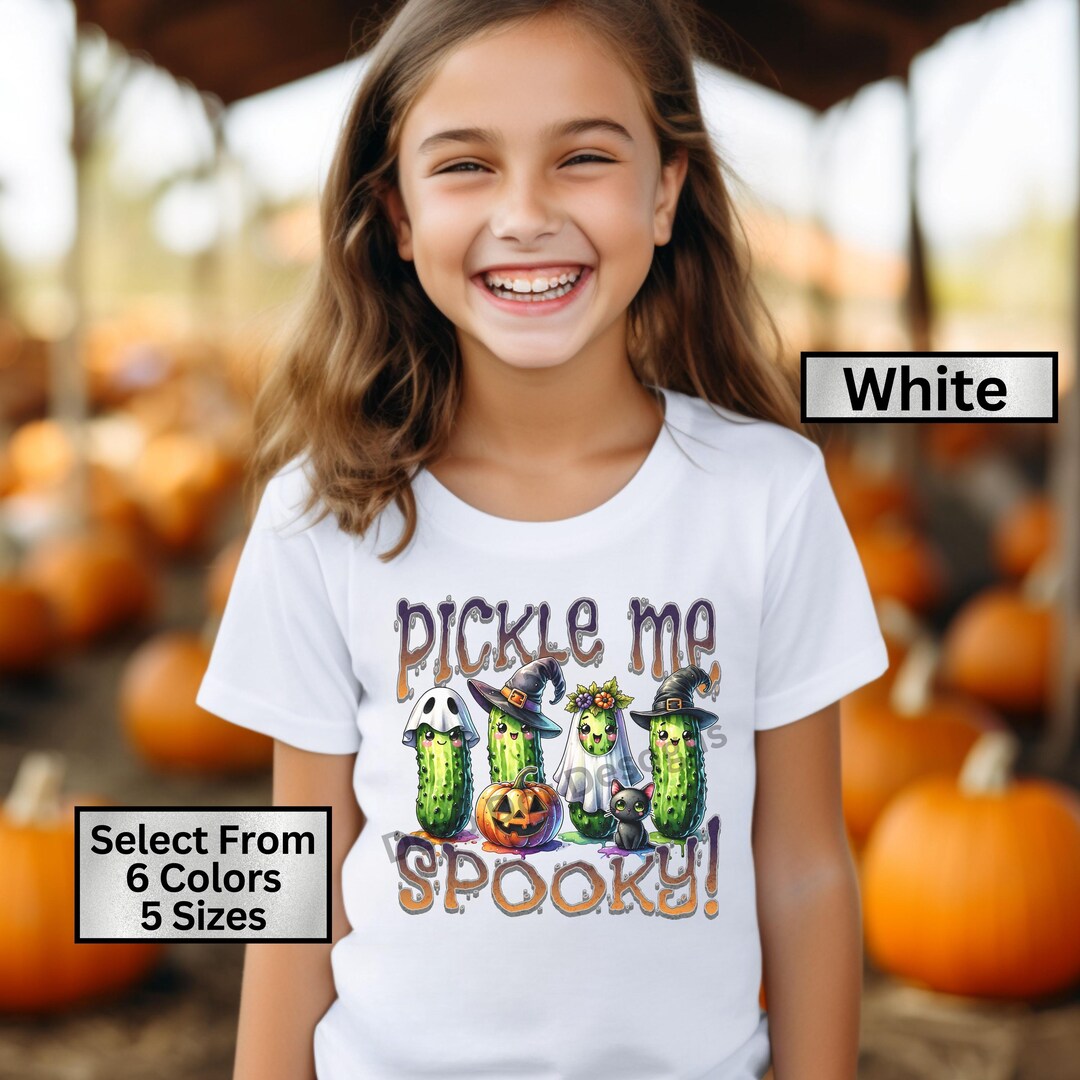 Cute Pickle Lover Halloween-themed Kid's Shirt, Fall Cucumber T-shirt ...
