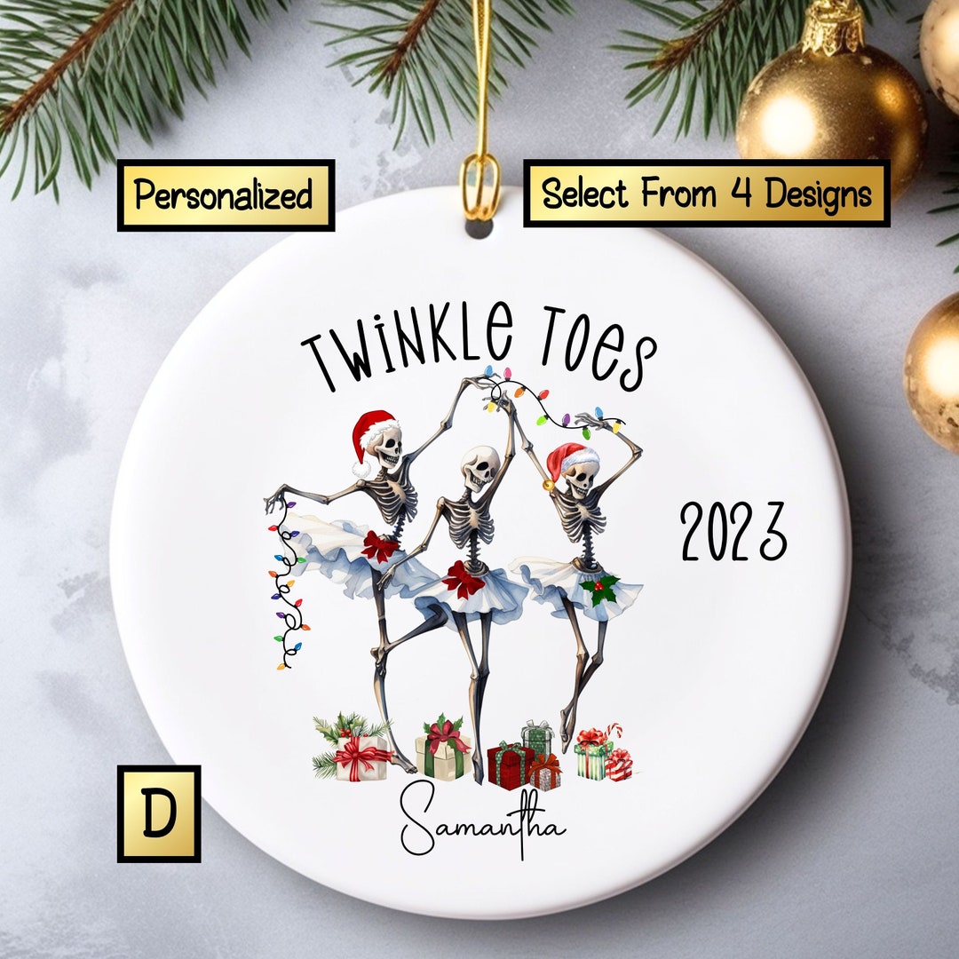 Personalized Funny Skeleton Ceramic Christmas Ornament, Customizable ...