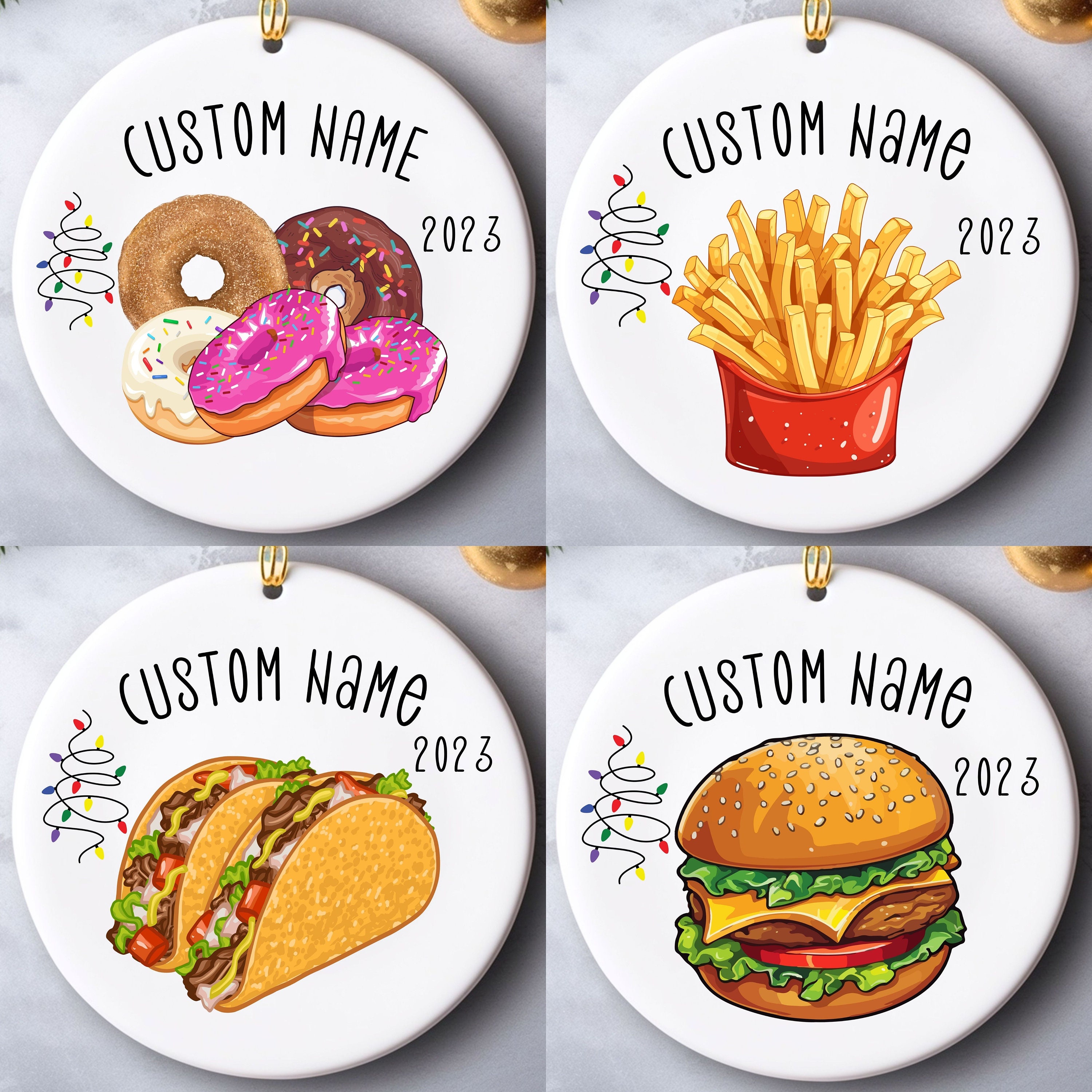 Personalized Tacos Ceramic Christmas Ornament Gift, Custom Keepsake for ...