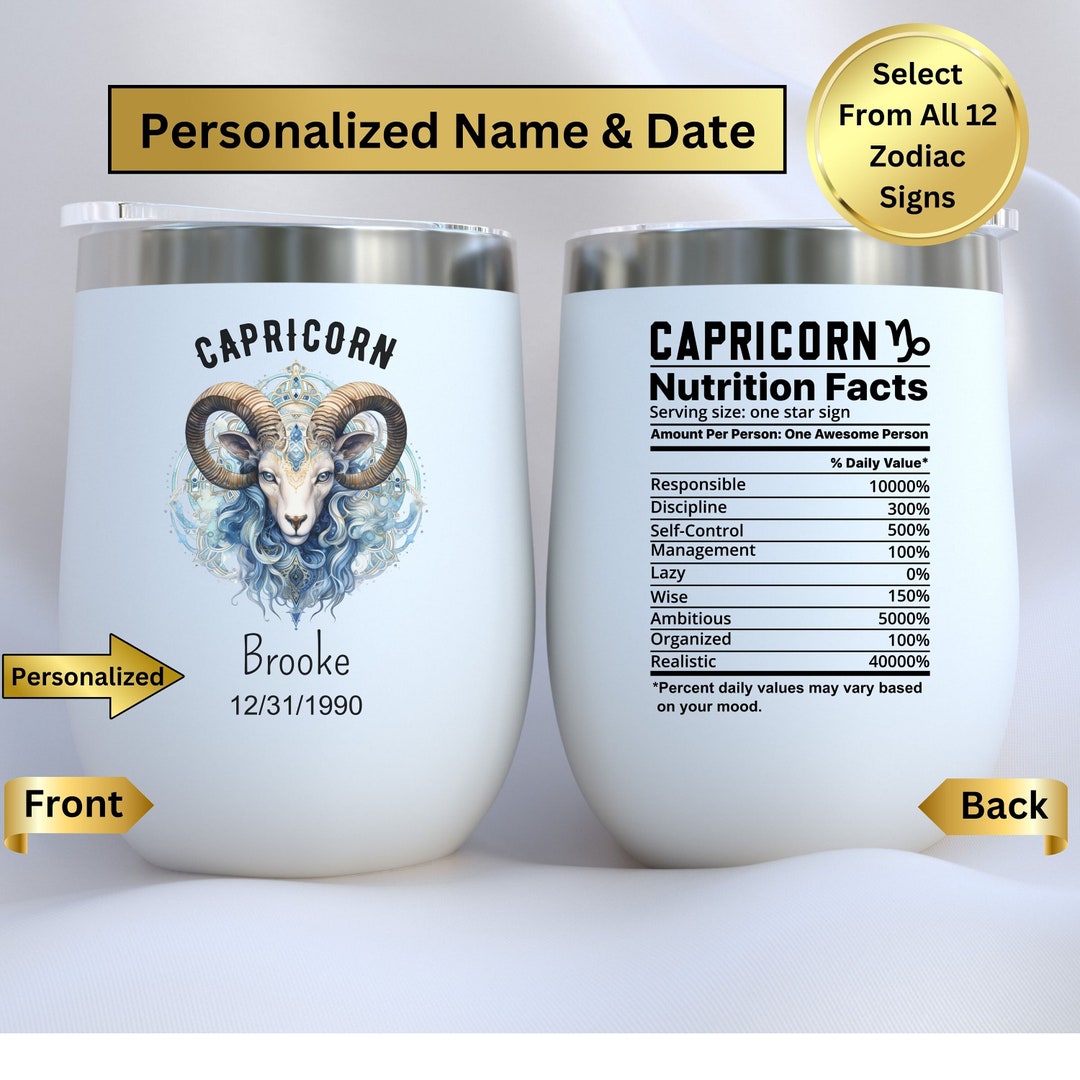 Personalized Capricorn Zodiac Sign Wine Tumbler Birthday Gift for Her ...