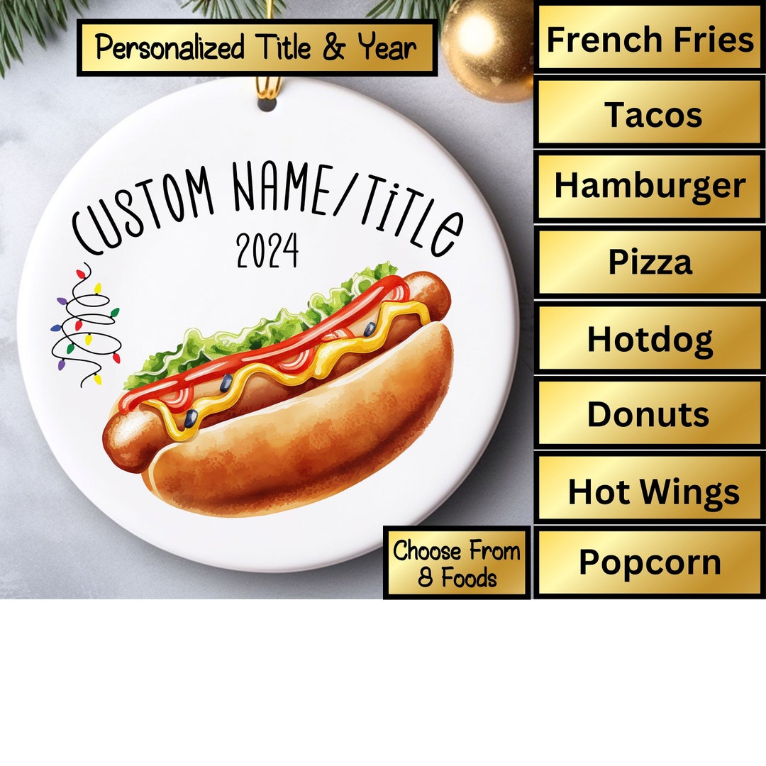 Personalized Hotdog Ceramic Christmas Ornament Gift, Custom Keepsake ...