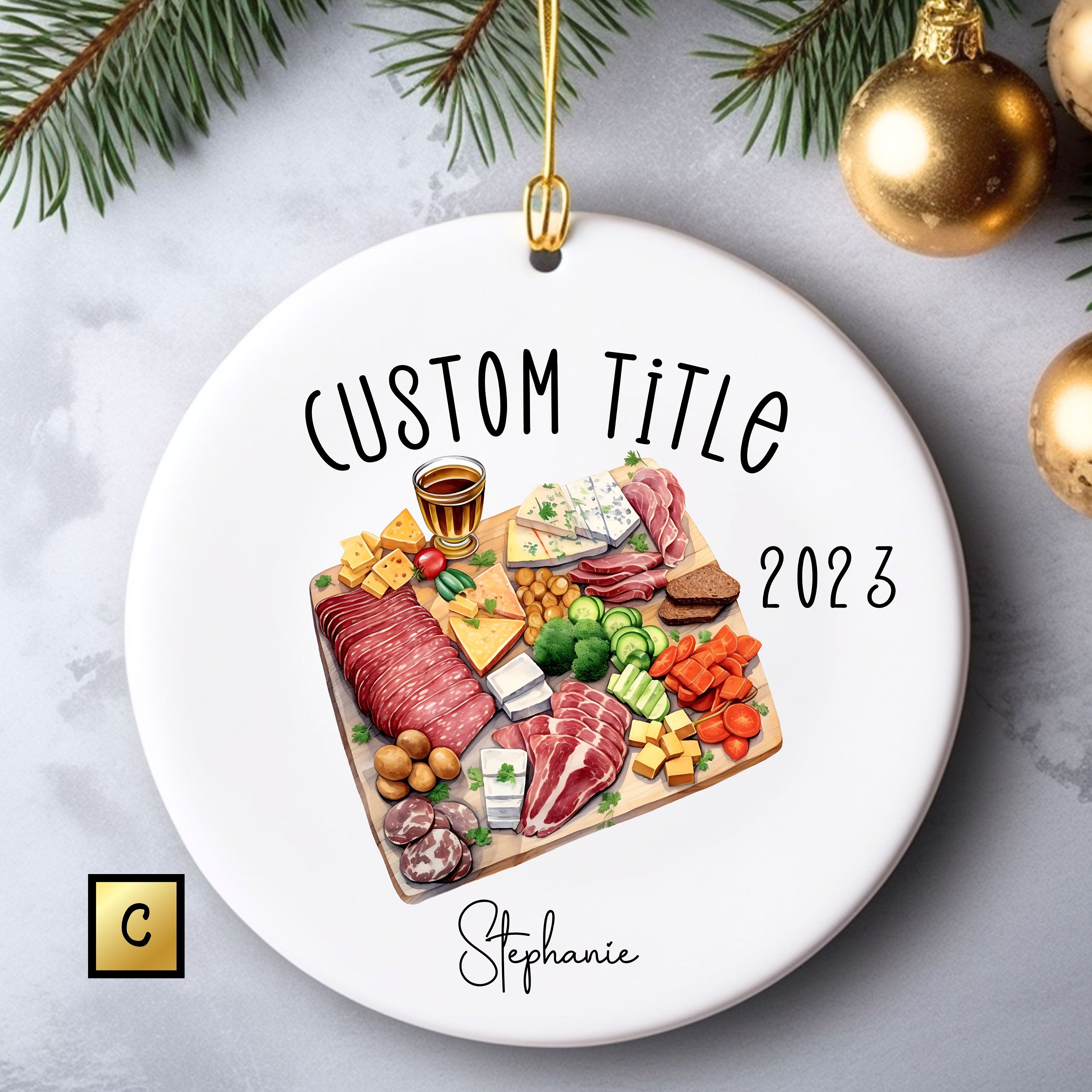 Personalized Charcuterie Board Ceramic Christmas Ornament, Foodie ...